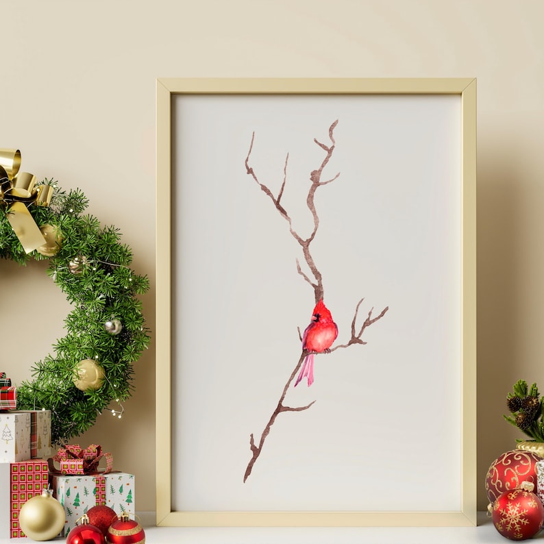 Red Cardinal Print Cardinal Art Prints Red Bird Cardinal Digital ...