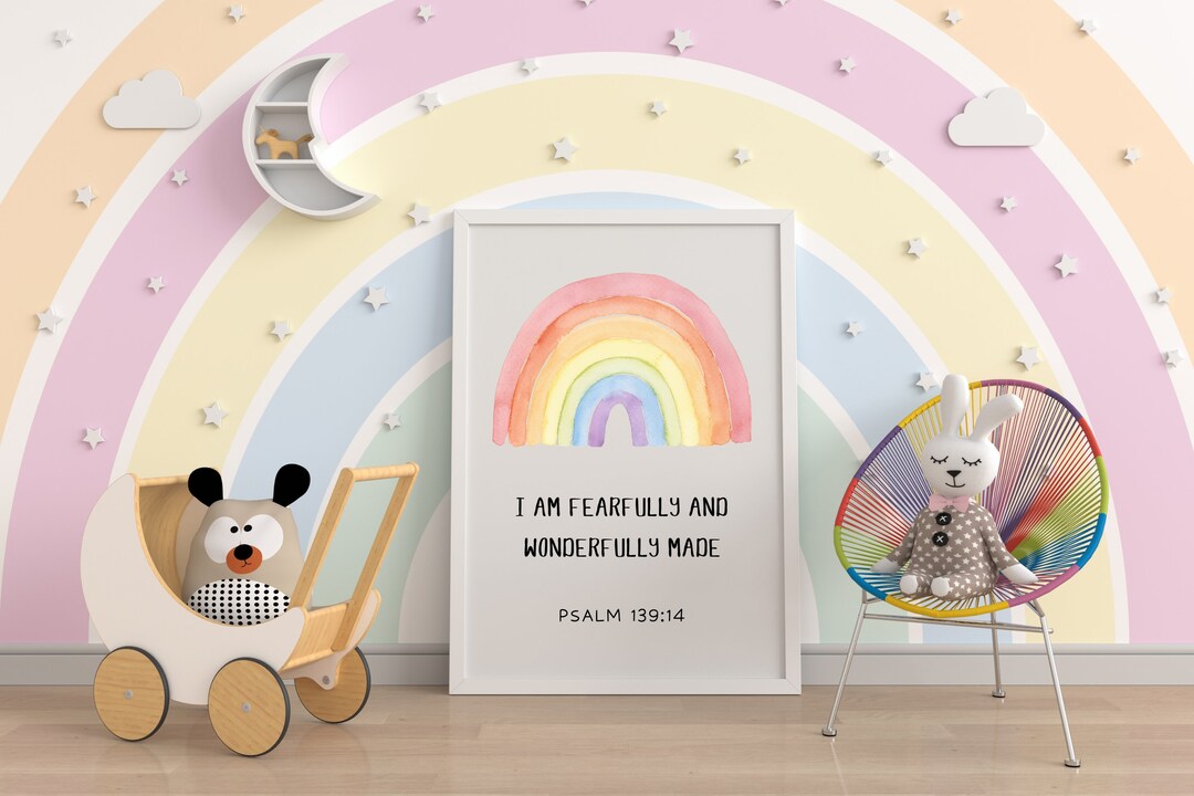 Rainbow Watercolor Nursery Print: Bible Verse Art (digital Download) - Etsy