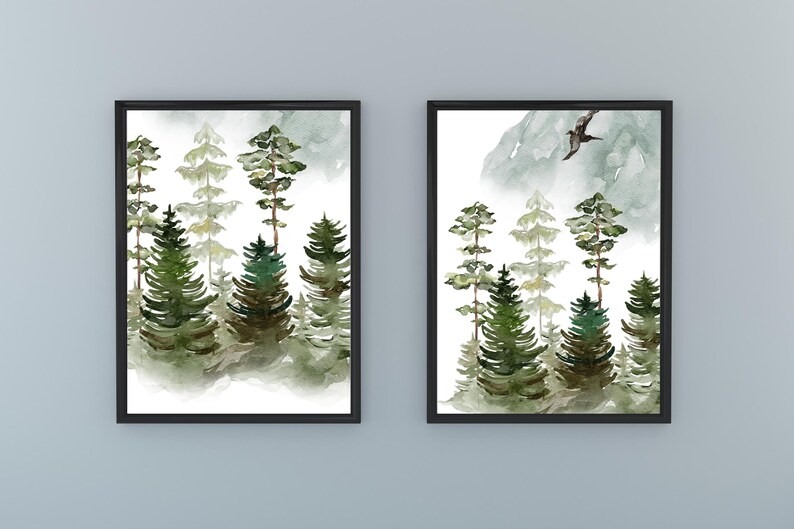 Tall Forest Trees Printable Wall Art Woodland Home Decor - Etsy