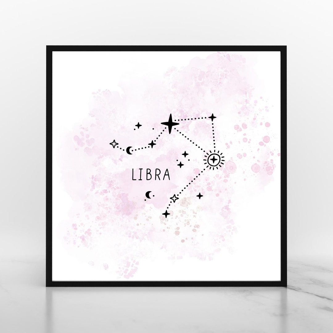 Libra Constellation Art Print: Watercolor Zodiac Wall Decor (digital ...