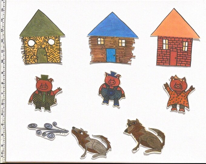 Three Little Pigs Finger Puppet Play Set - Etsy