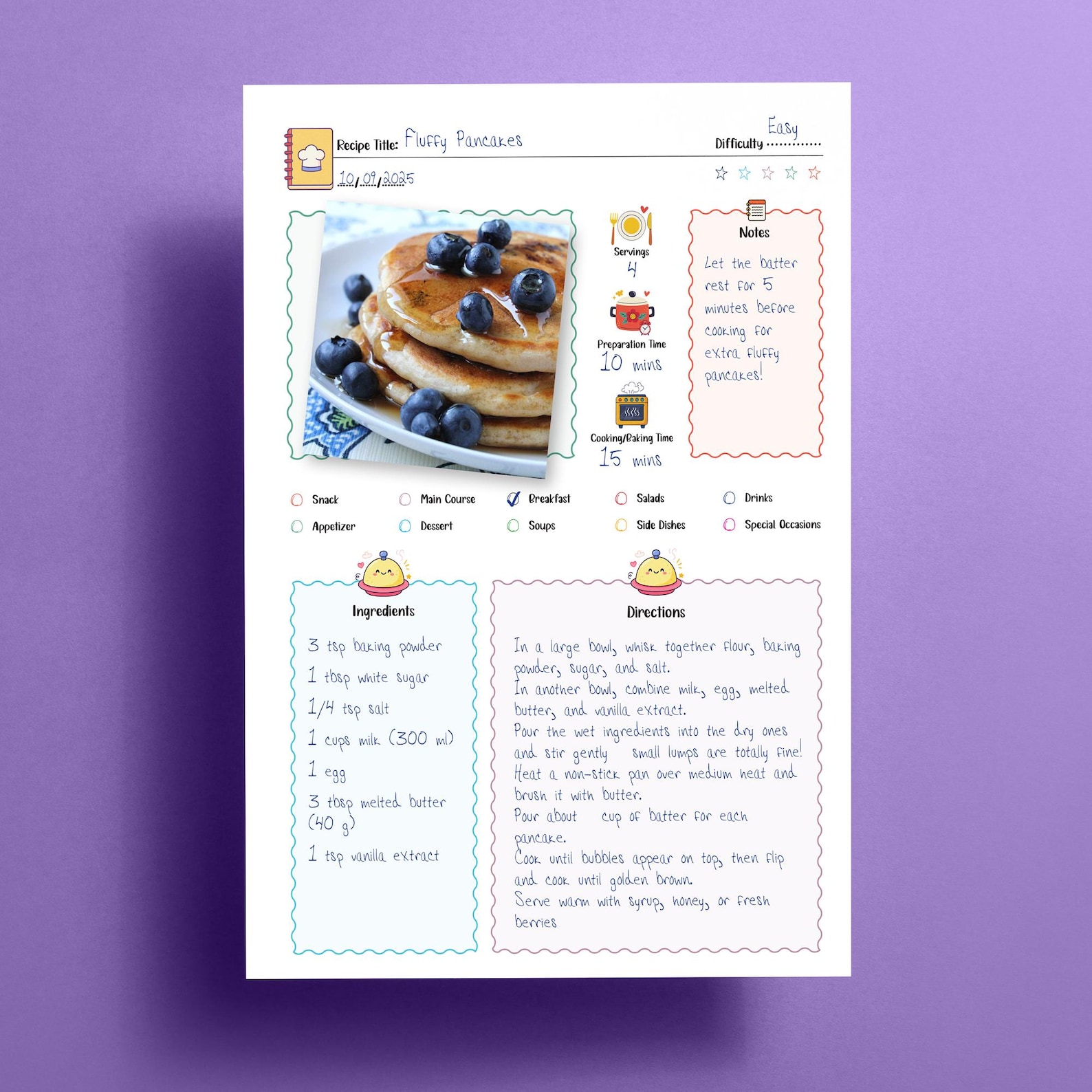 Printable Recipe Card Template | Blank Recipe Sheet PDF | Kitchen ...