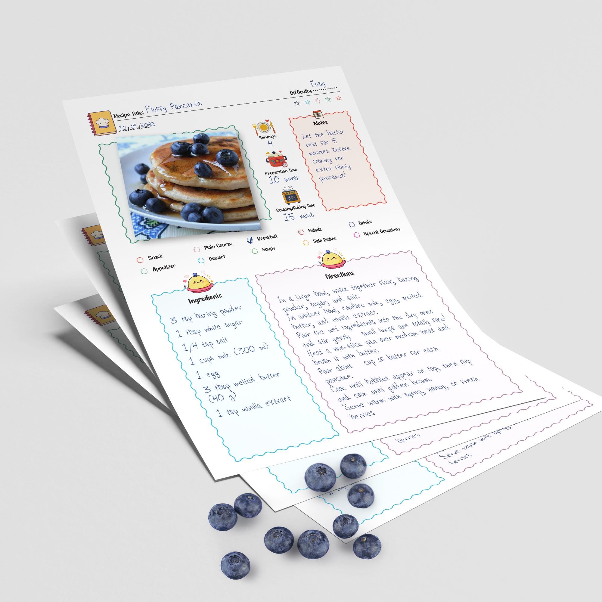 Printable Recipe Card Template | Blank Recipe Sheet PDF | Kitchen ...