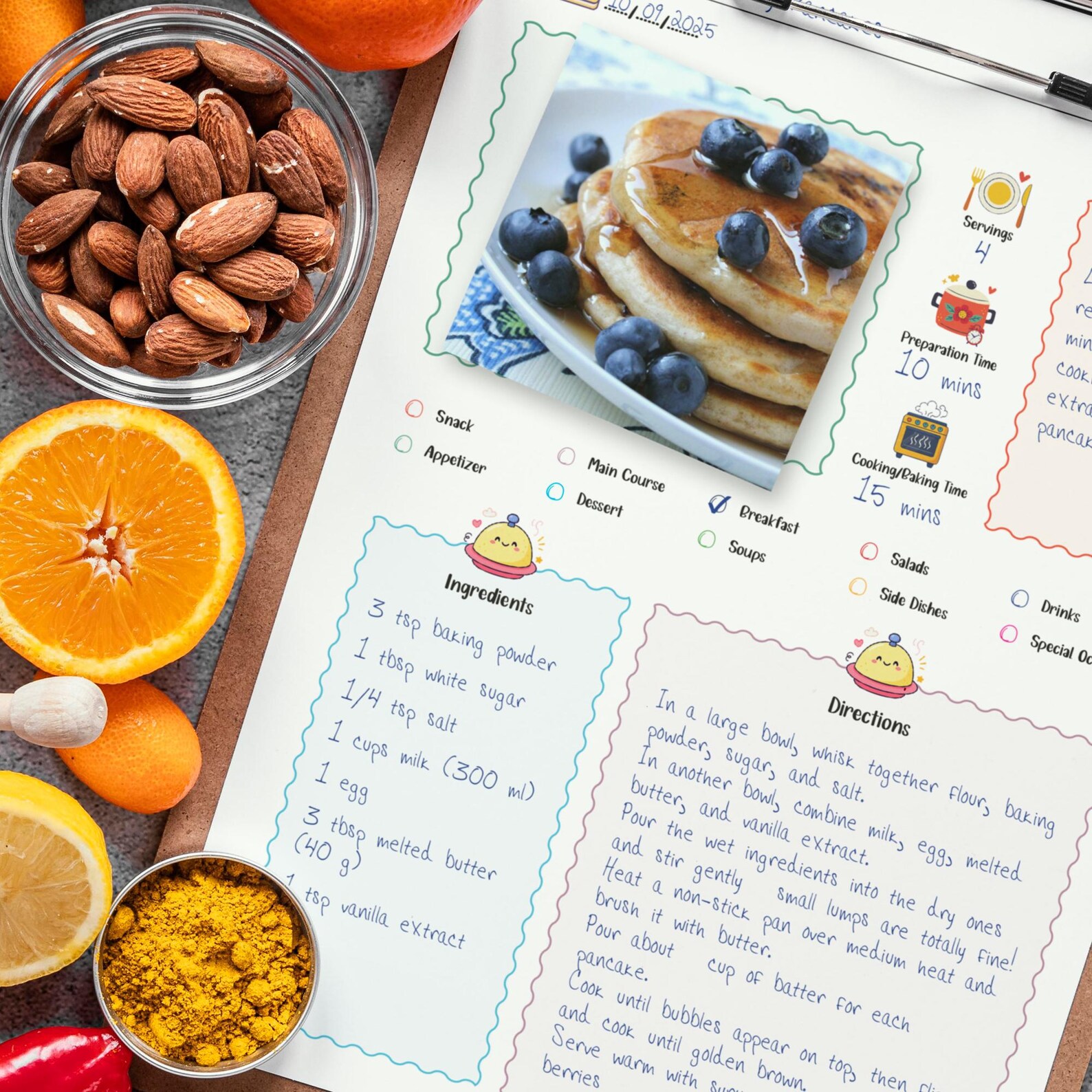 Printable Recipe Card Template | Blank Recipe Sheet PDF | Kitchen ...