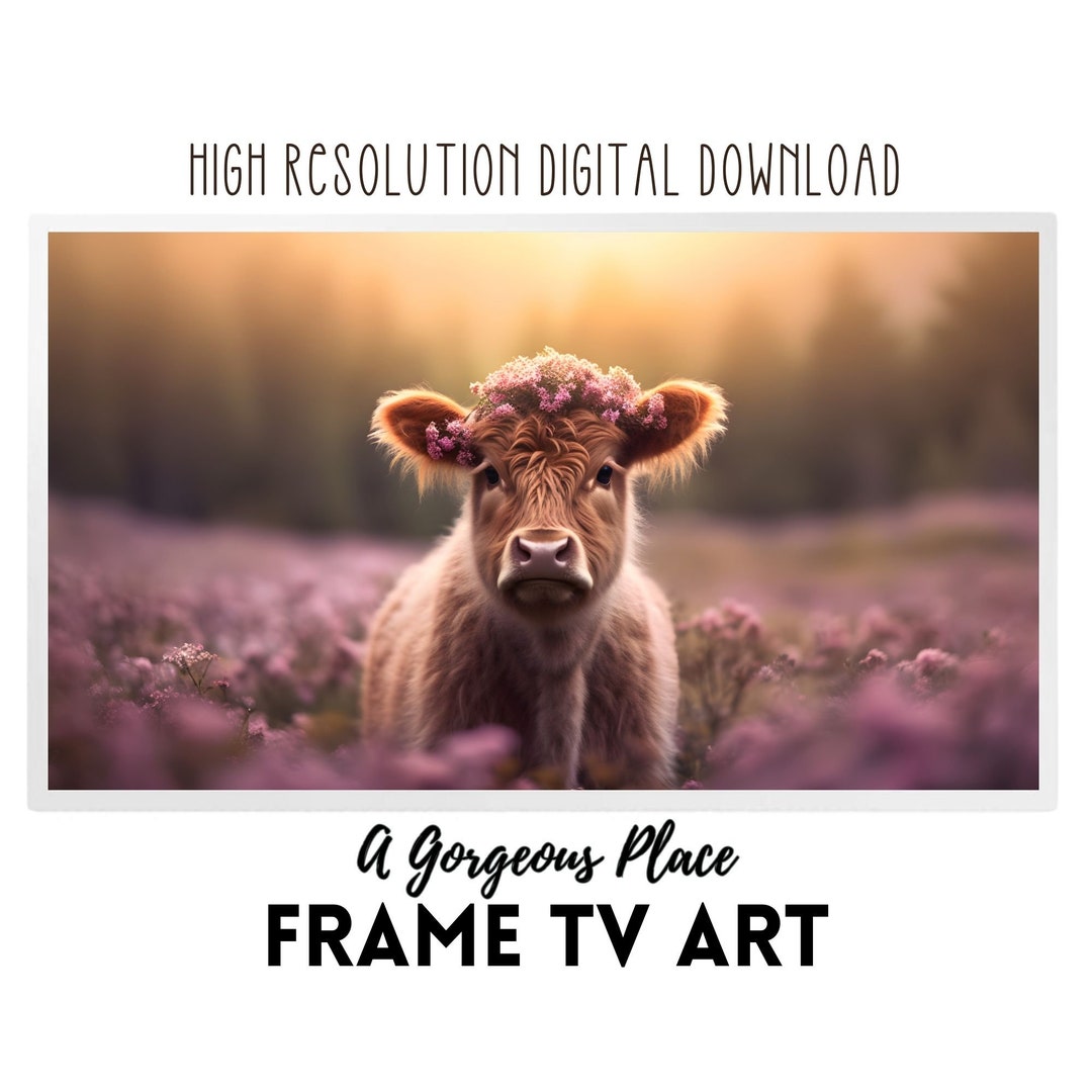 Spring Frame TV Art Highland Cow Frame TV Wildflower Art Samsung Frame ...
