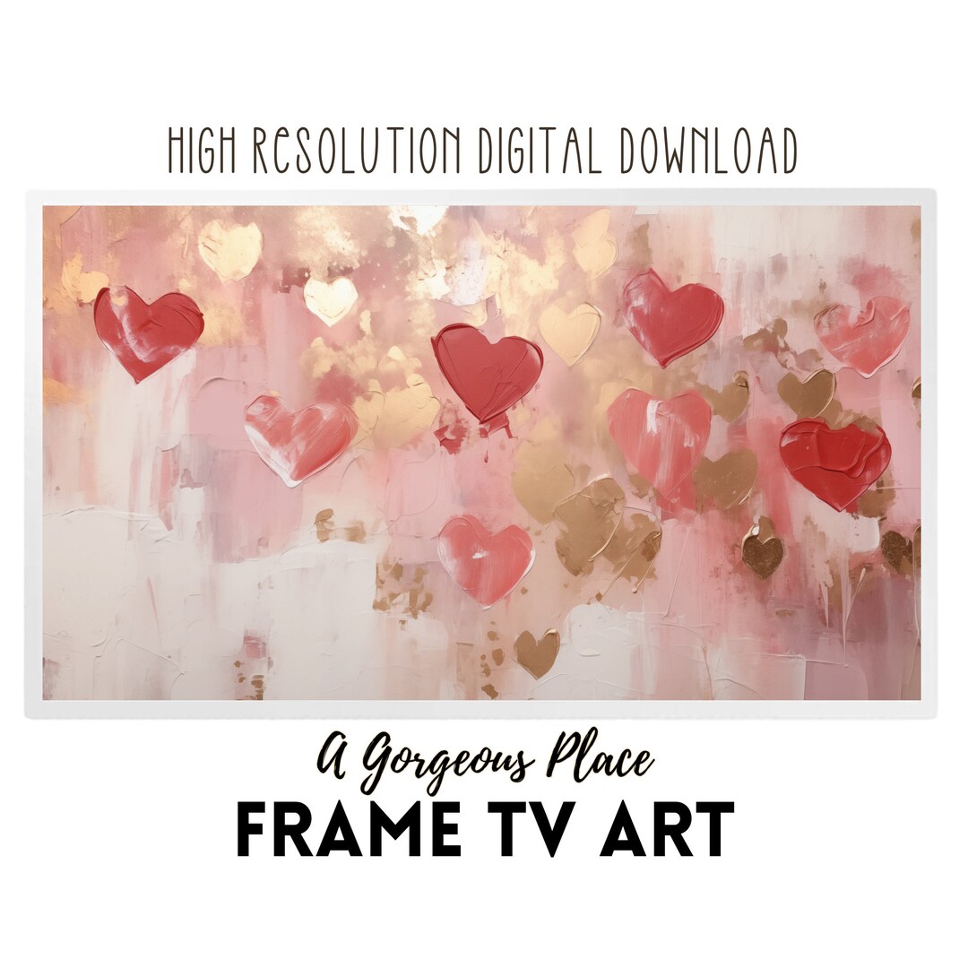 Vintage Valentine TV Kunst Rosa Gold Herzen Samsung The Frame Tv Art ...