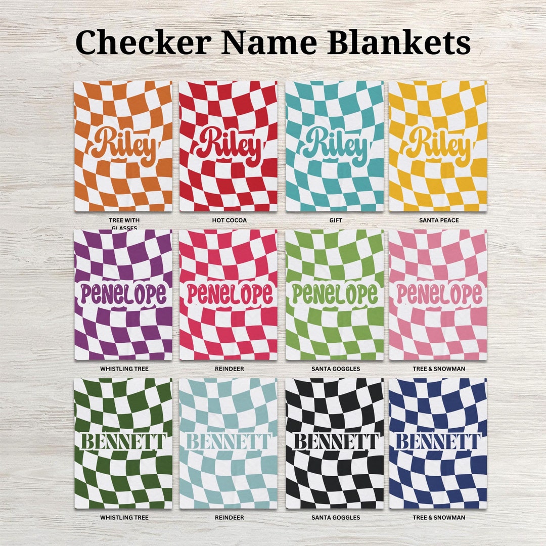 Personalized Checkered Blanket Retro Girls Name Blanket Kids Daughter ...