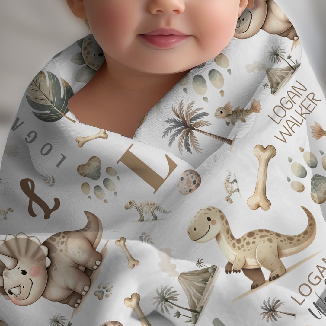 Boho Dinosaur Blanket, Baby Dino Blanket, Custom Dinosaur Baby Shower ...