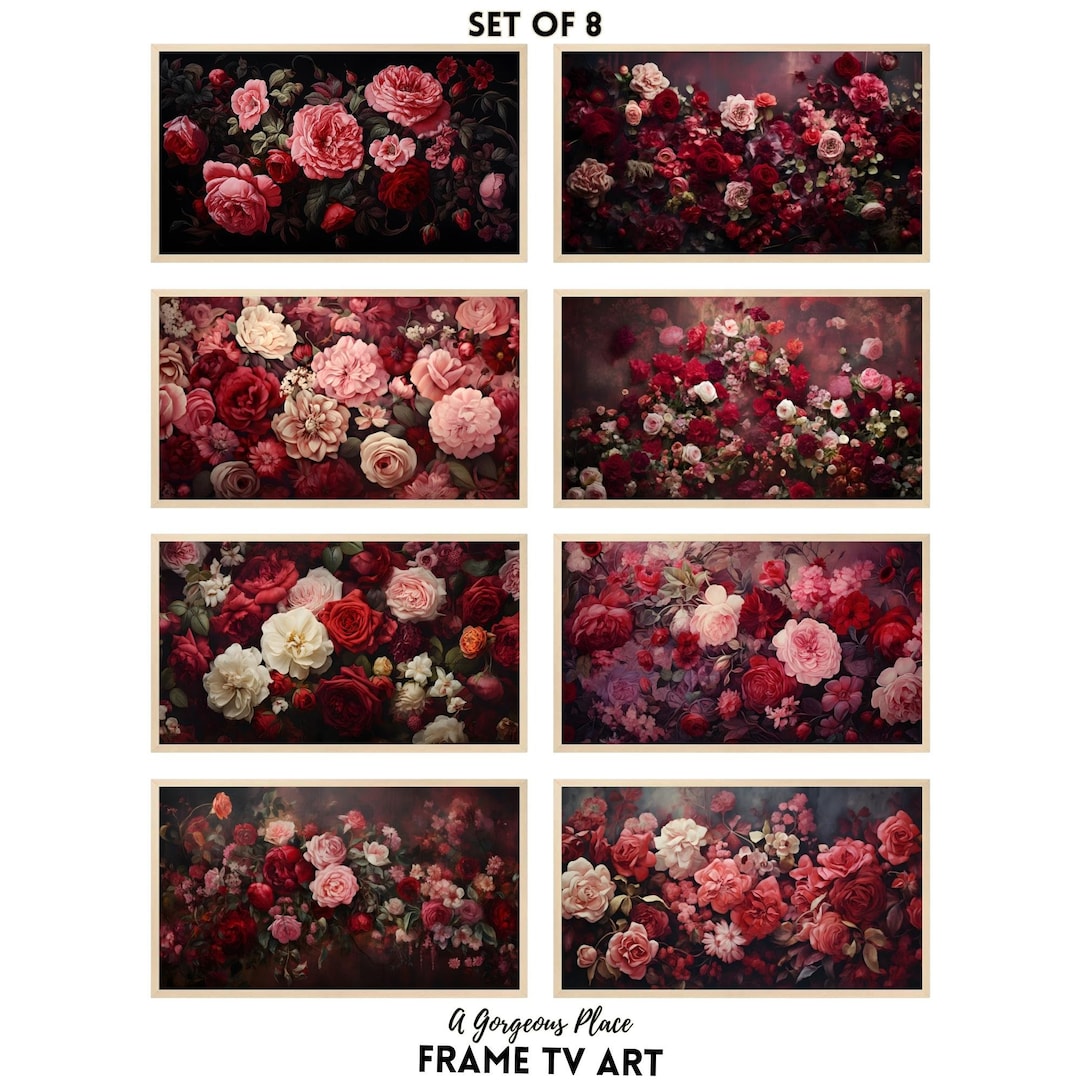 Samsung Frame TV Art Set | Vintage Roses Floral Botanical | Summer ...