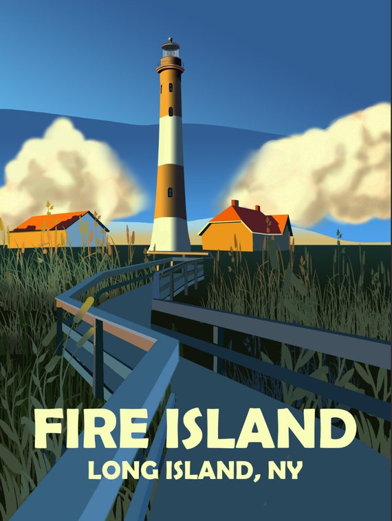 Fire Island New York Beach Poster Lighthouse | Etsy