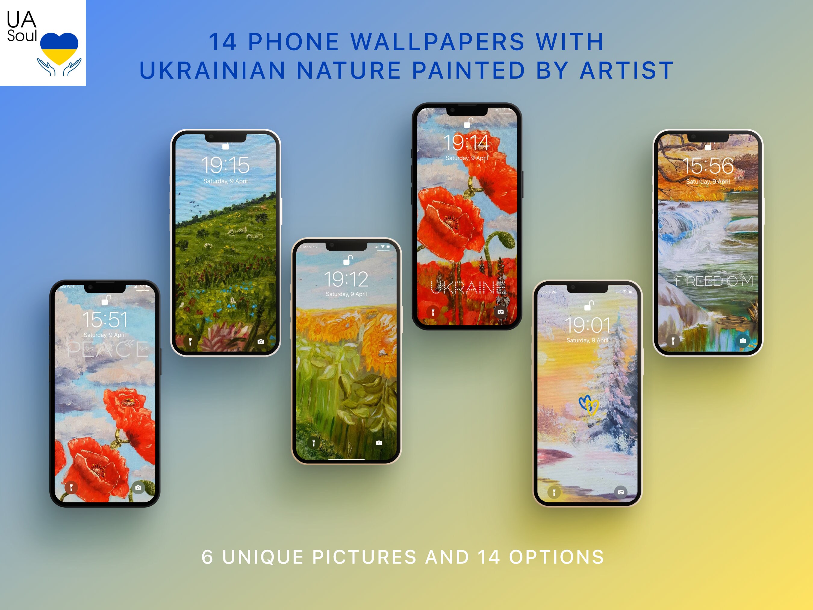 Phone Wallpaper With Painted Ukrainian Nature. Digital Instant Download ...