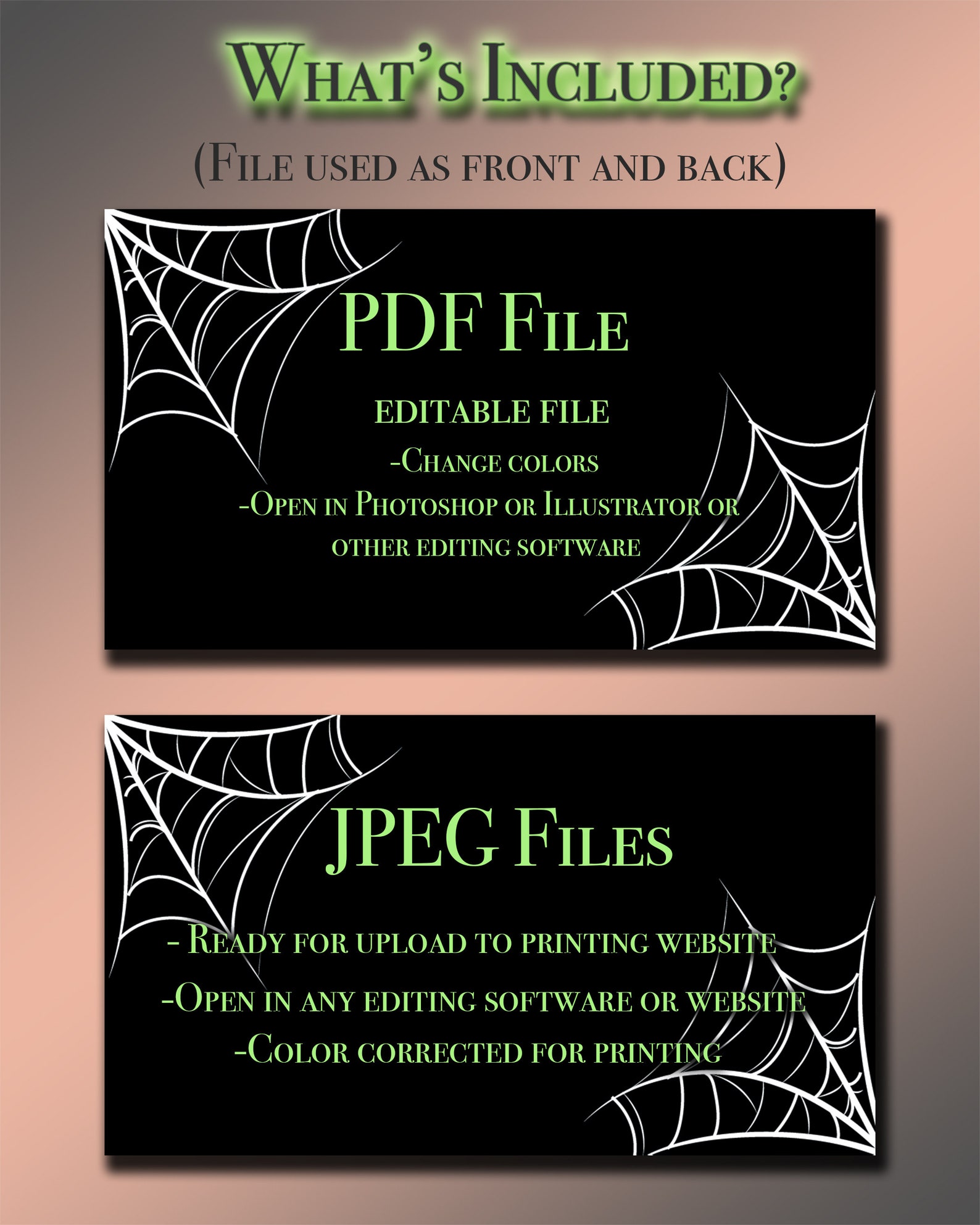 Spooky Business Card Template- Spider Webs (ONLY 1 SIDE) - Etsy