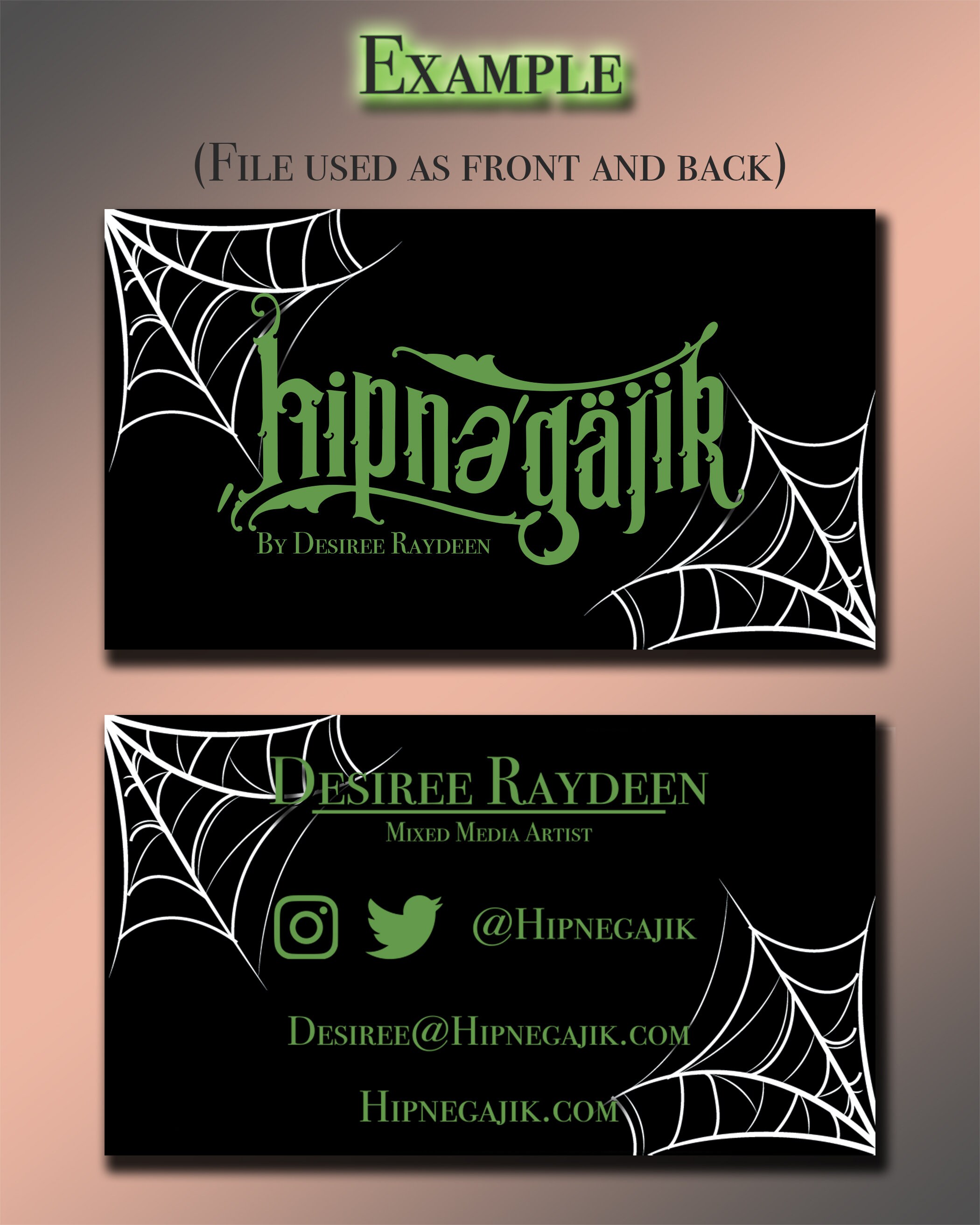 Spooky Business Card Template- Spider Webs (ONLY 1 SIDE) - Etsy