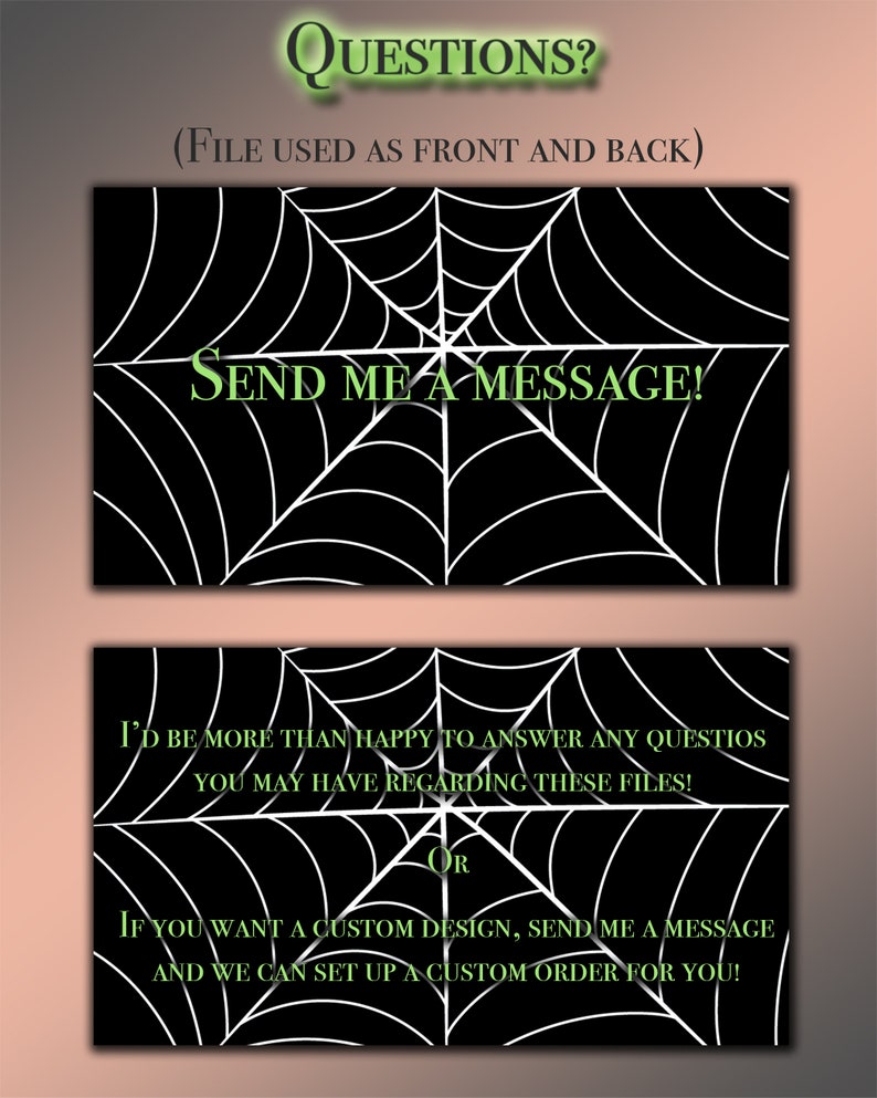 Spooky Business Card Template Center Spider Web ONLY 1 SIDE - Etsy