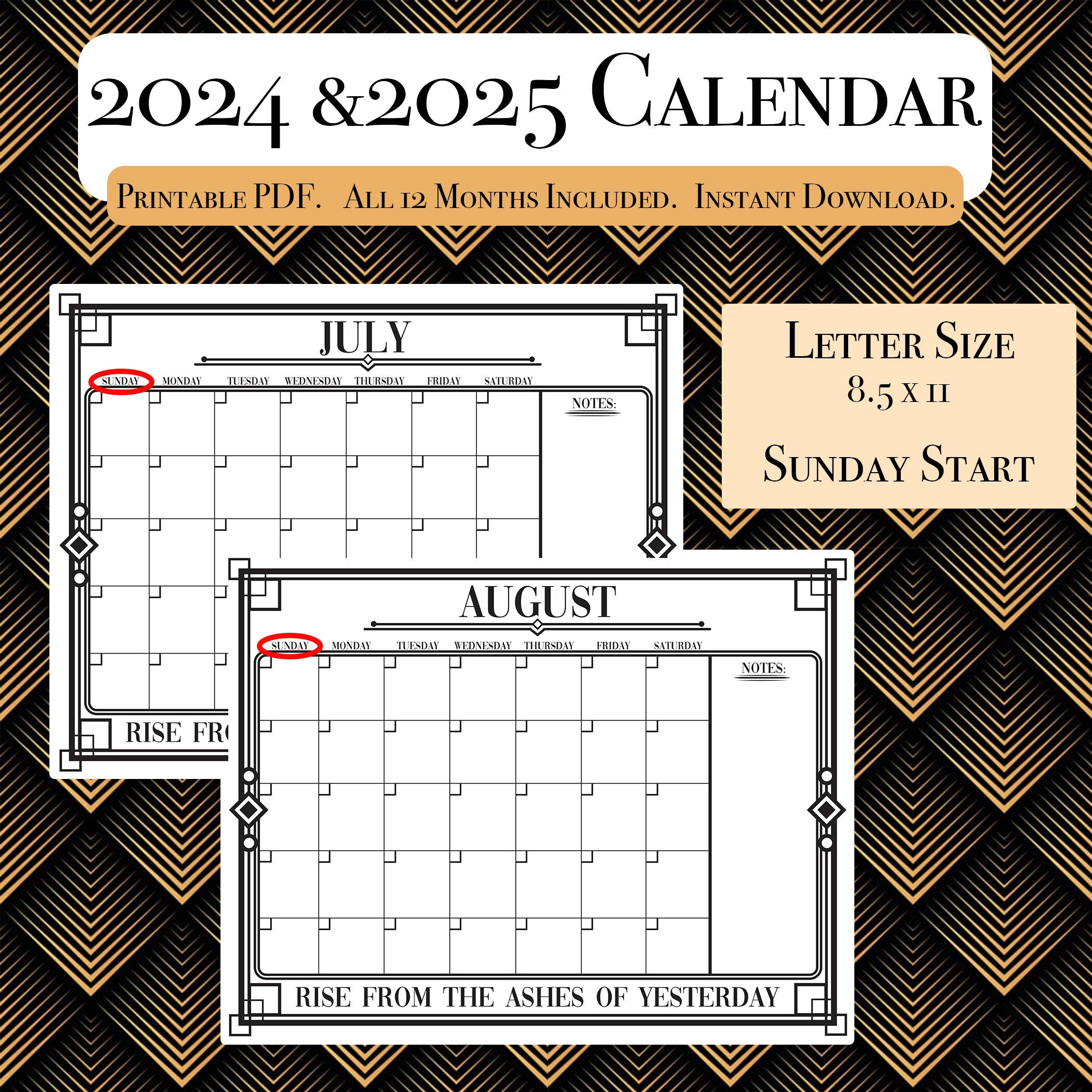 2024 & 2025 Printable Monthly Calendar| Instant Download| Print Ready ...
