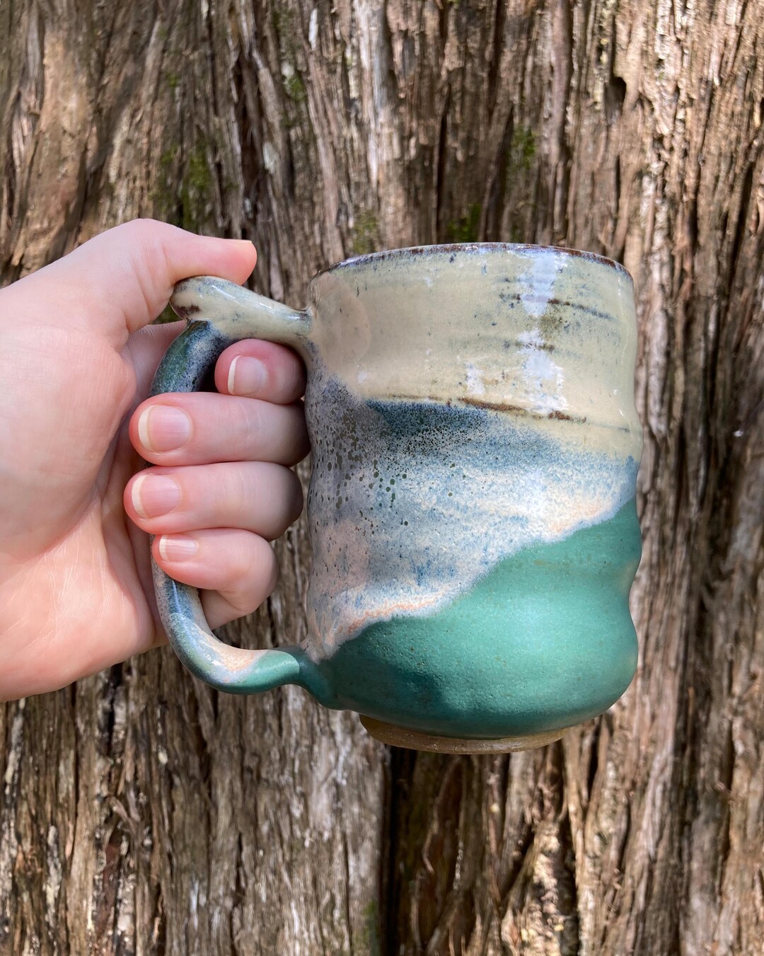 12oz Stoneware Malachite Green Swirly Mug - Etsy