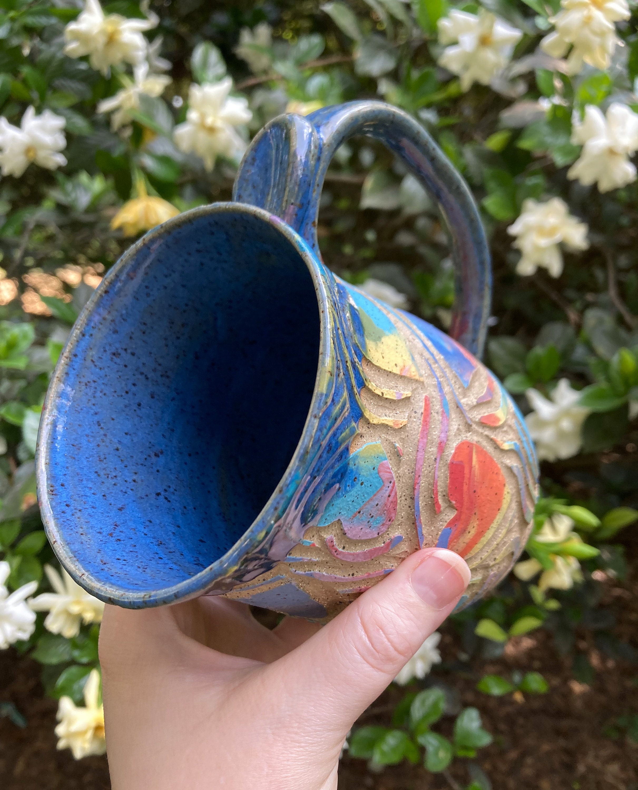 18oz Stoneware Rainbow Heart Sgraffito Mug - Etsy