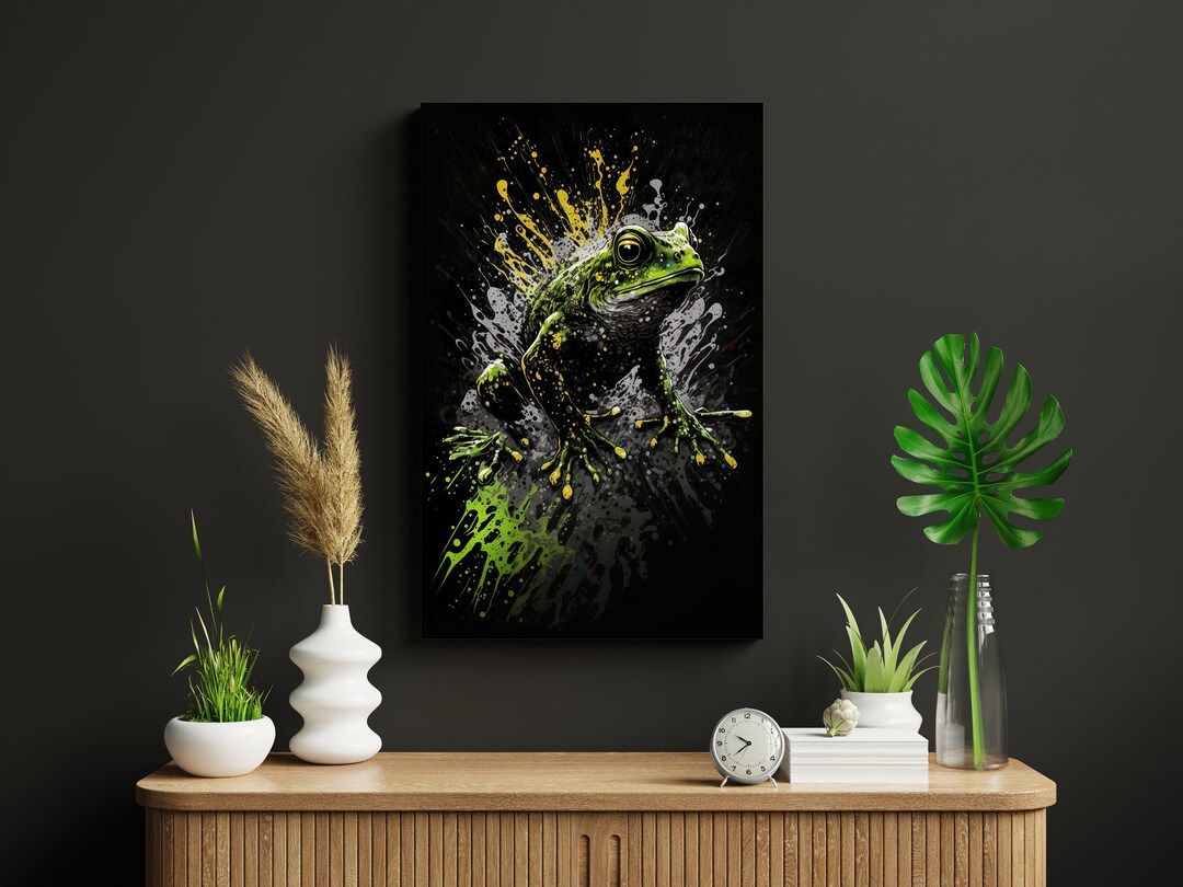 Frog Wall Art, Frog Print, Frog Head Painting, Frogs Canvas Print ...