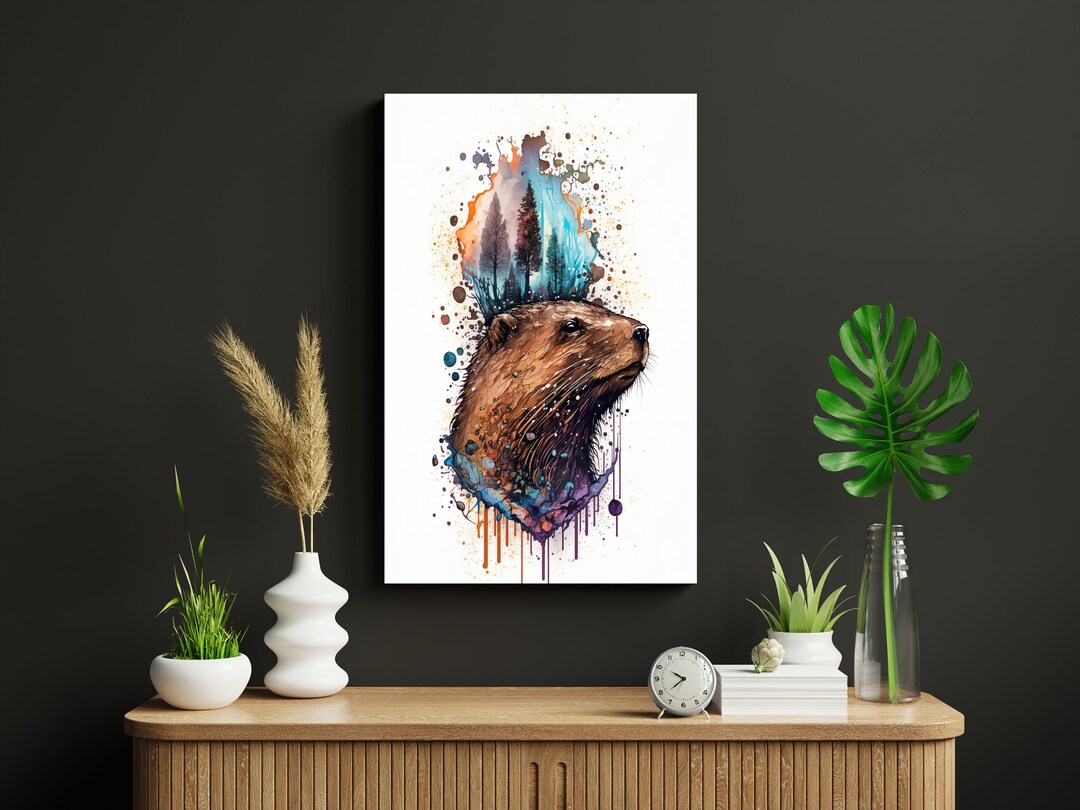 Beaver Poster, Beaver Wall Art, Beaver Print, Beavers Painting, Funny ...