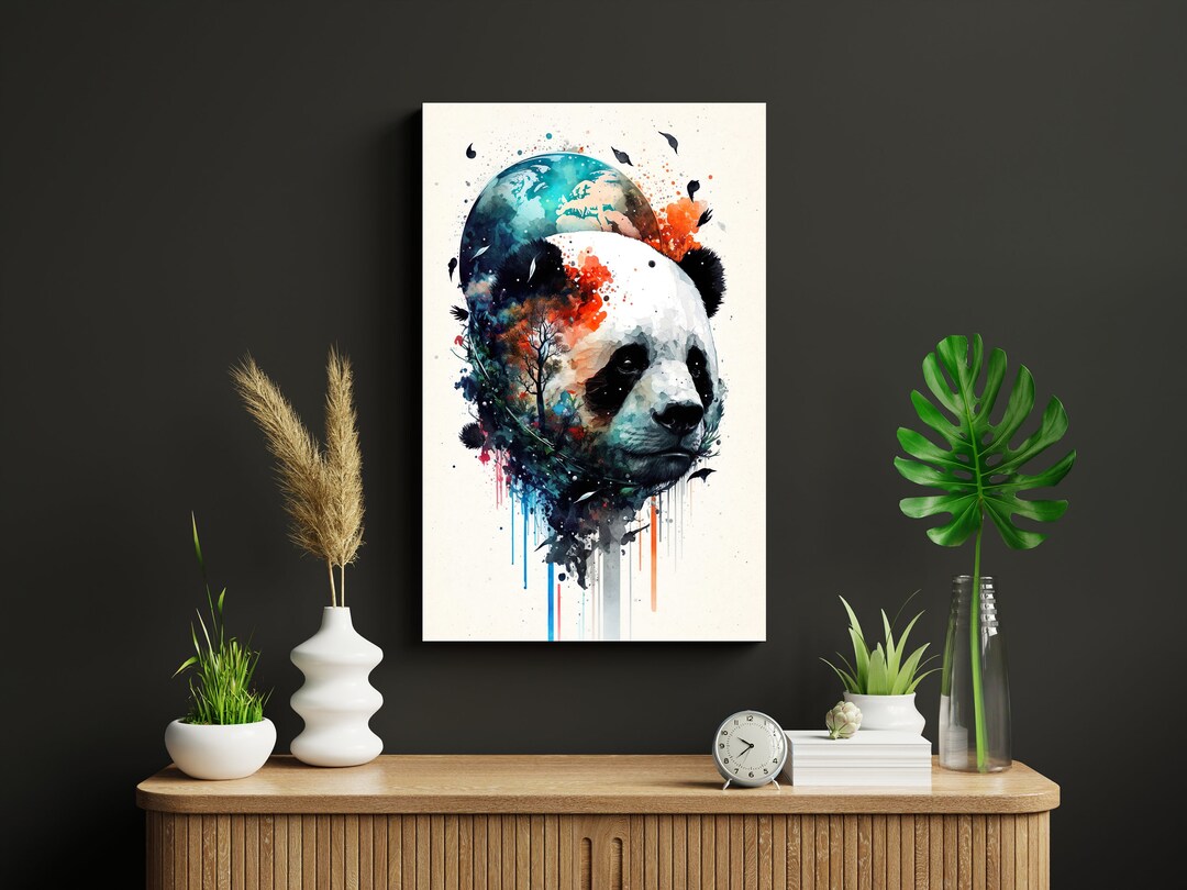 Panda Bear Poster, Panda Bear Wall Art, Panda Bear Print, Panda Bear Painting, Funny Panda Bear ...
