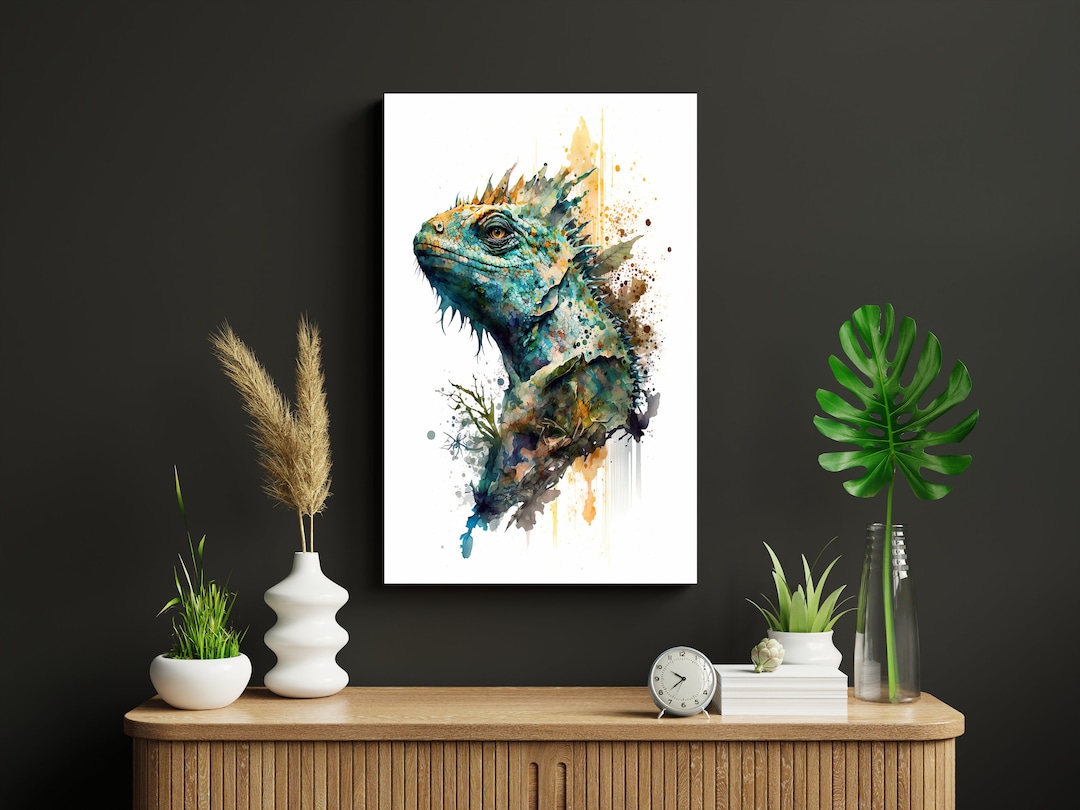 Lizard Wall Art, Lizard Watercolor Print, Lizard Head Painting, Lizards ...