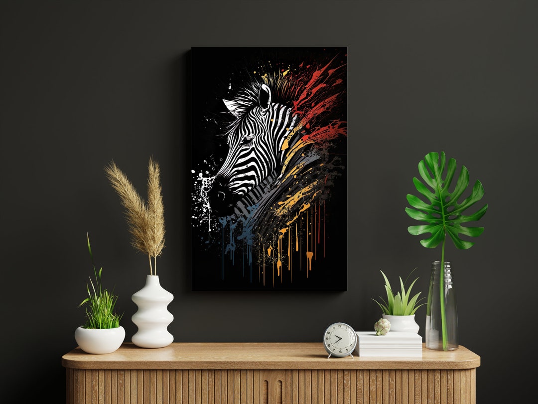 Zebra Wall Art, Zebra Print, Zebra Head Painting, Zebra Canvas Print ...