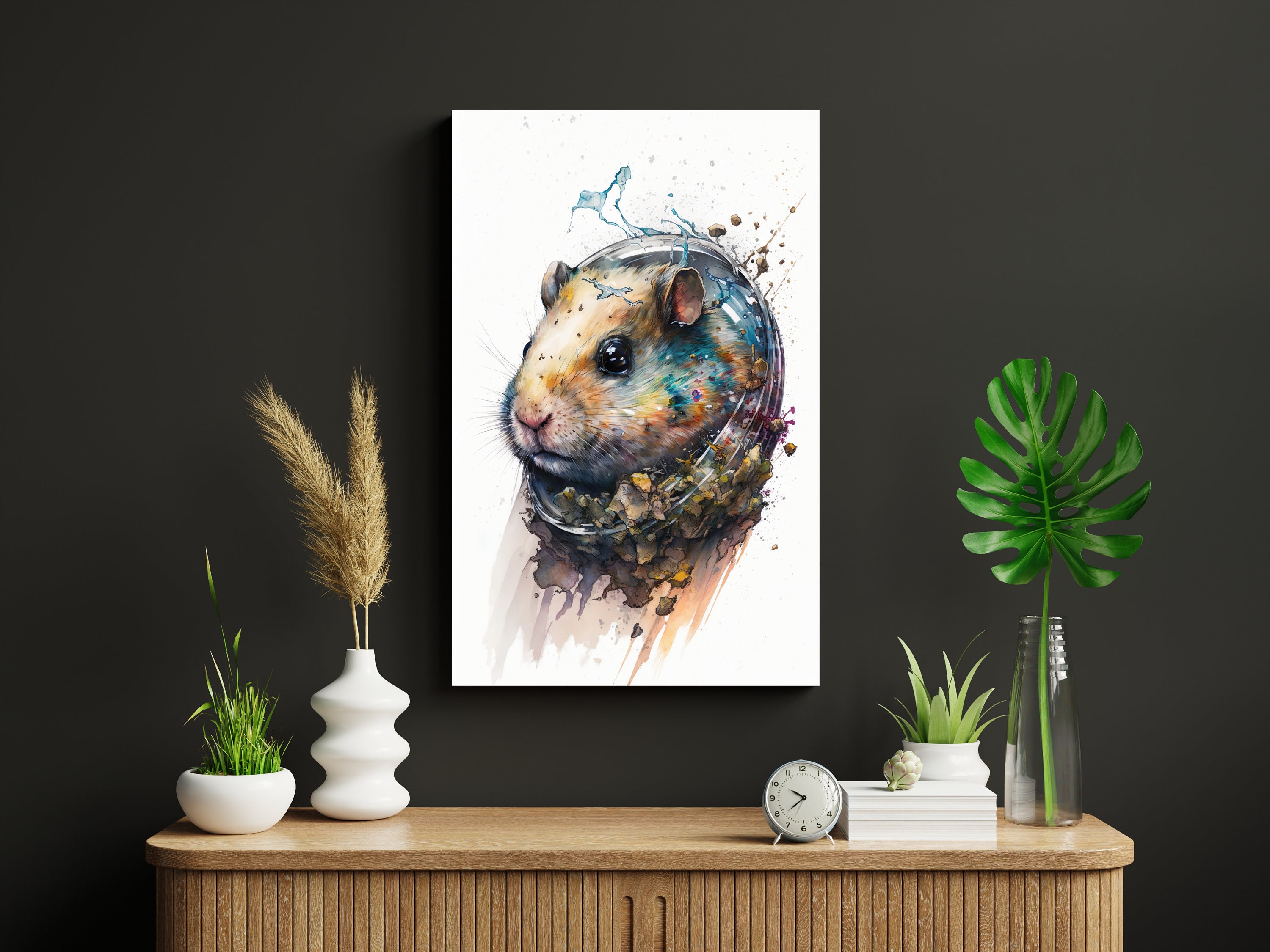 Hamster Wall Art, Hamster Watercolor Print, Hamster Head Painting ...