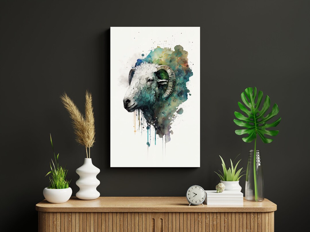 Sheep Wall Art, Sheep Watercolor Print, Sheep Head Painting, Sheeps ...