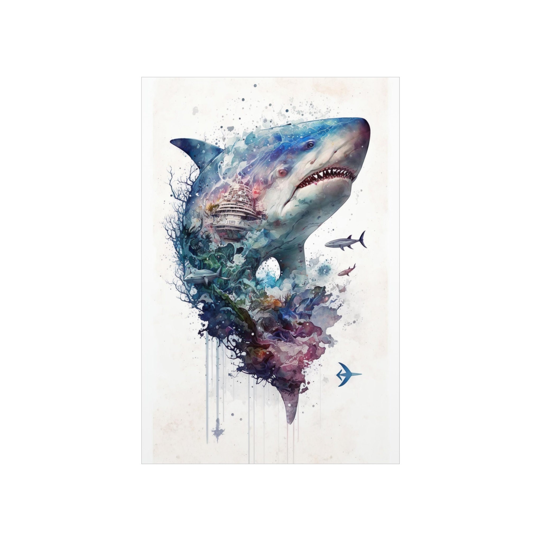 Shark Poster Shark Wall Art Shark Print Sharks Painting - Etsy