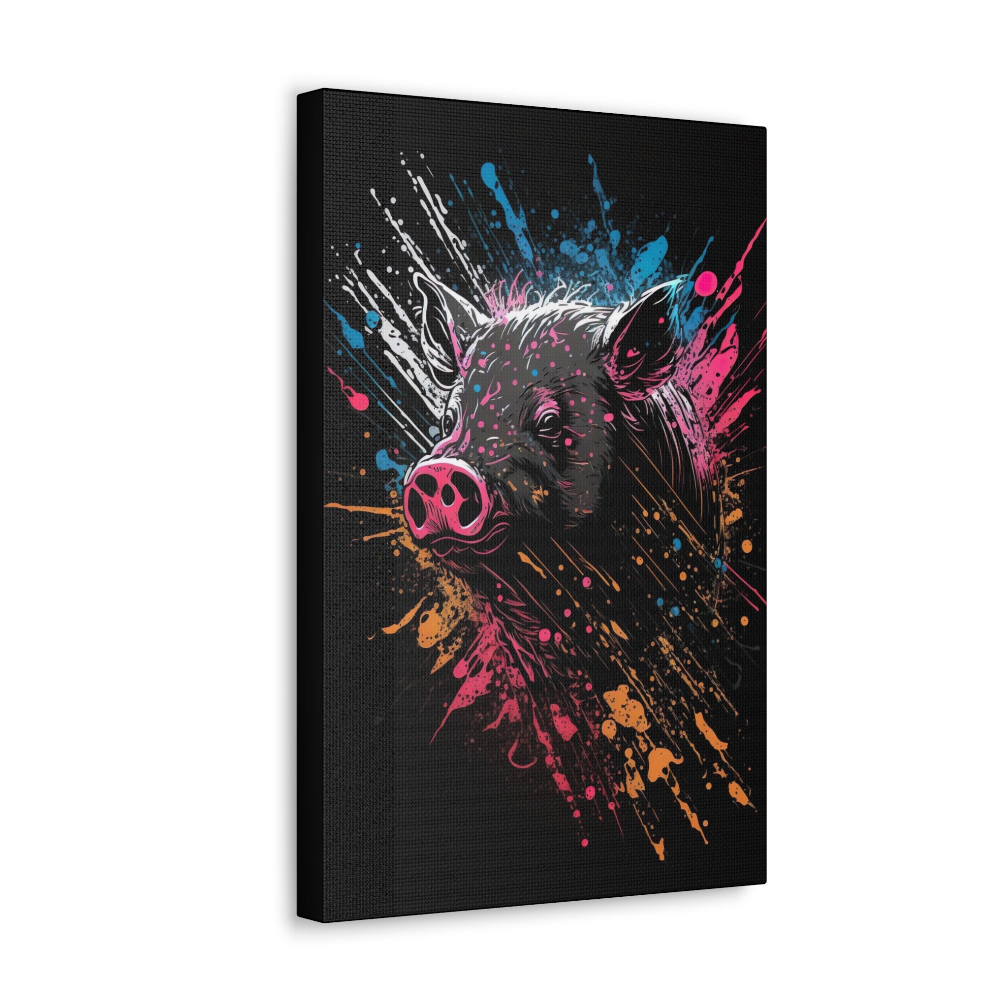 Pig Wall Art, Pig Print, Pig Head Painting, Pigs Canvas Print, Funny ...