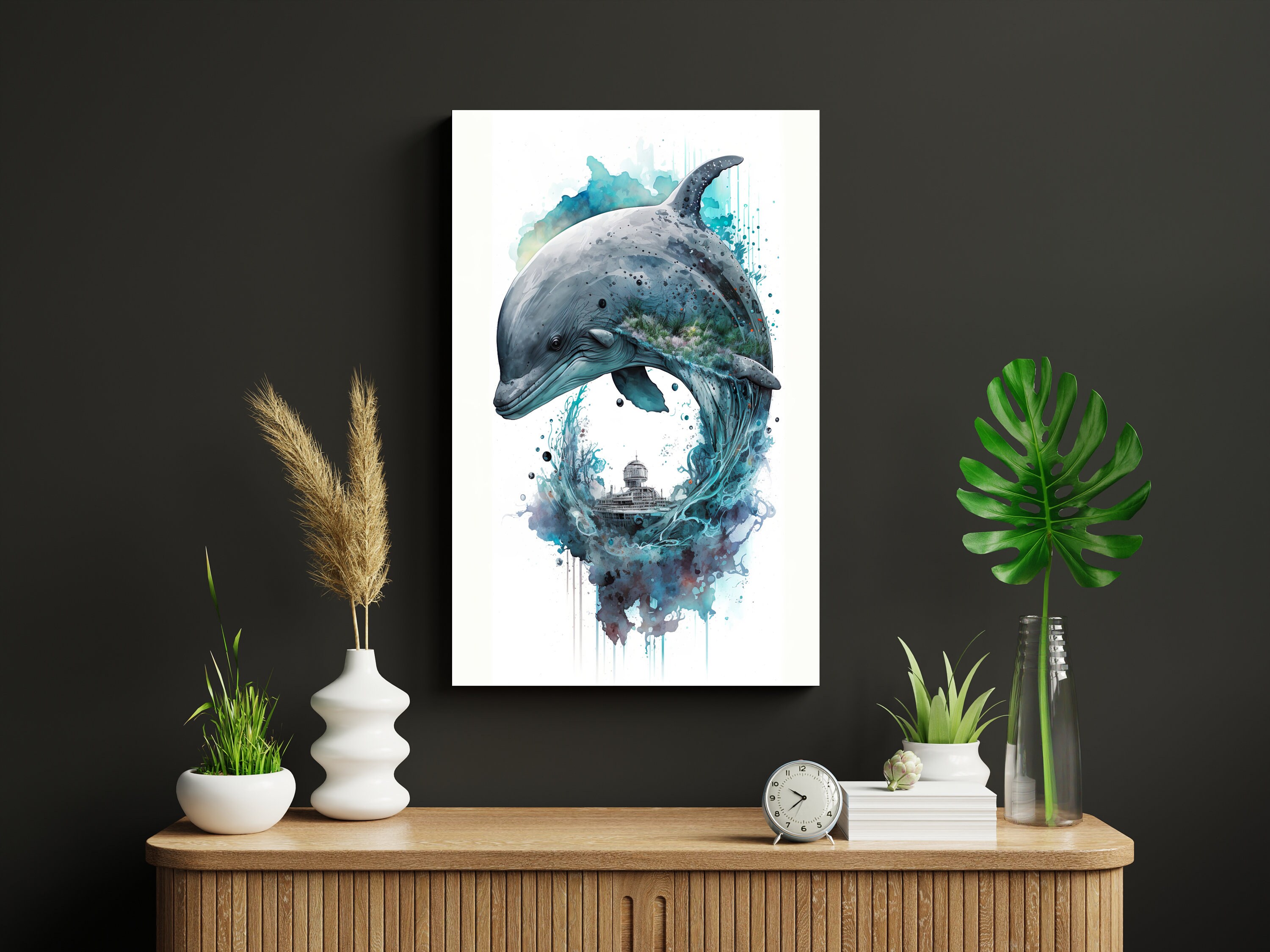 Dolphin Poster, Dolphin Wall Art, Dolphin Print, Dolphins Painting ...