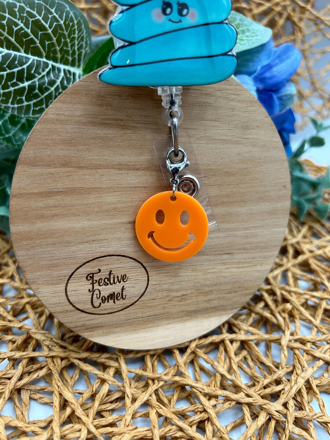 Smiley Face Badge Reel Charm, Happy Badge Reel Charm, Badge Reel ...