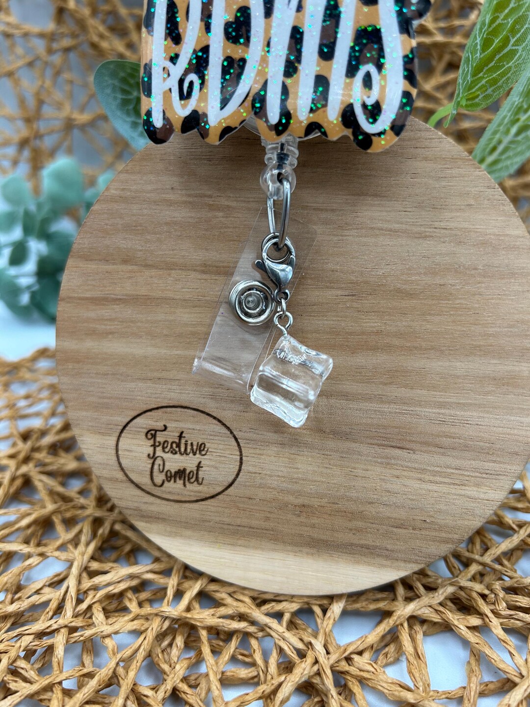 Ice Cube Badge Reel Charm, Iced Coffee Badge Reel Charm, Food Charm ...