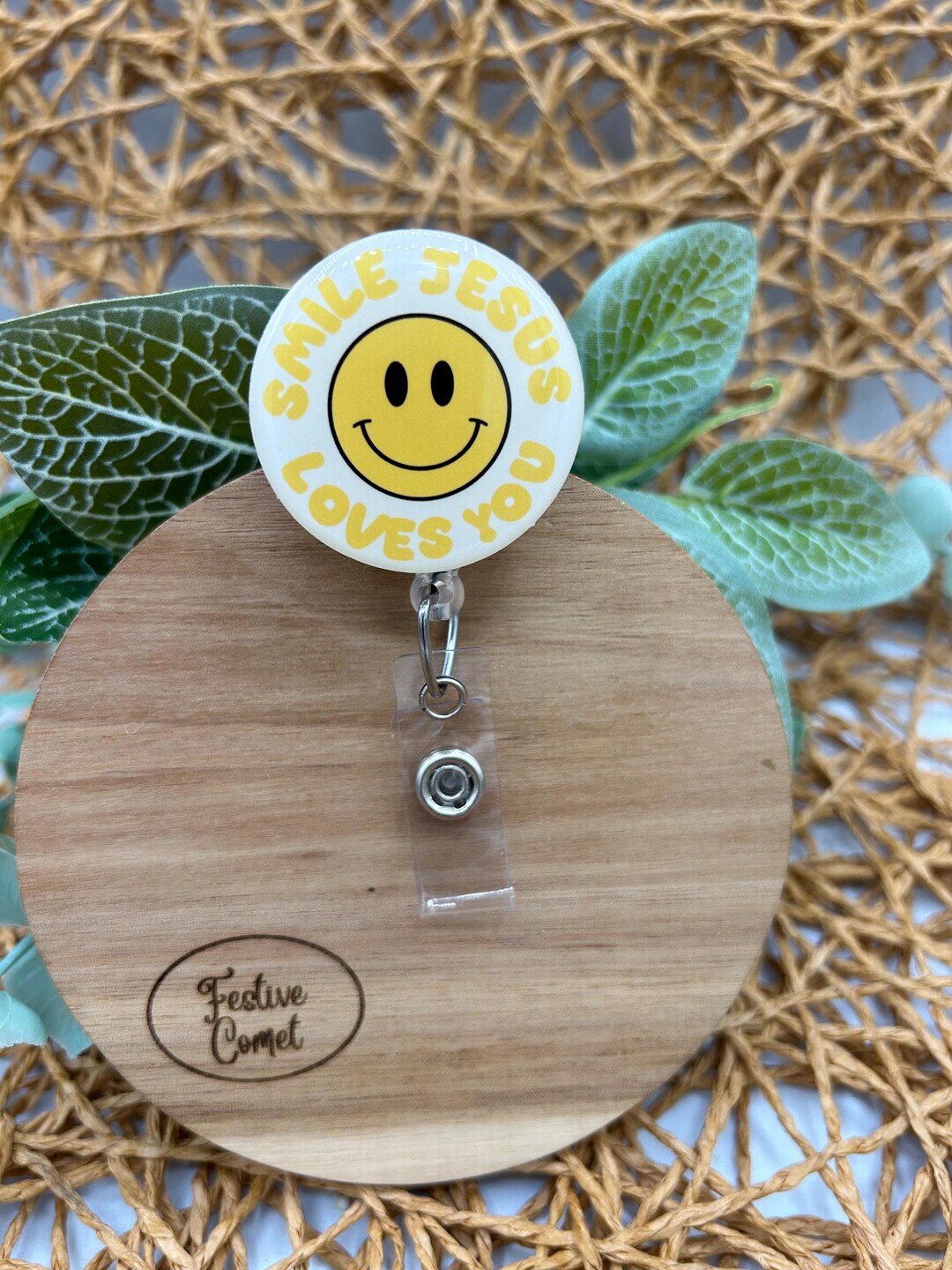 Smiley Face Badge Reel, Jesus Loves You, Jesus Loves You Badge Reel ...