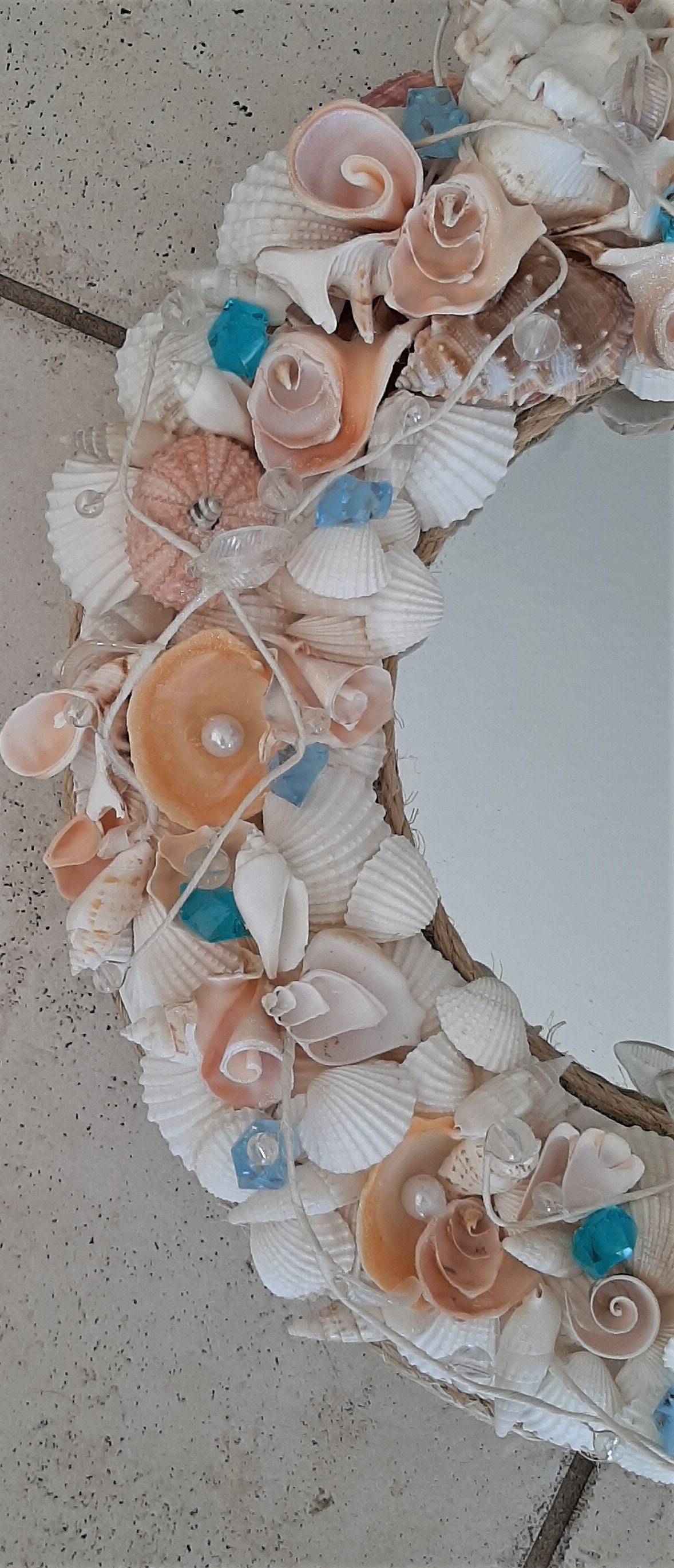 Beautiful Handmade Round Shell Mirror With Crystal and Fauna - Etsy