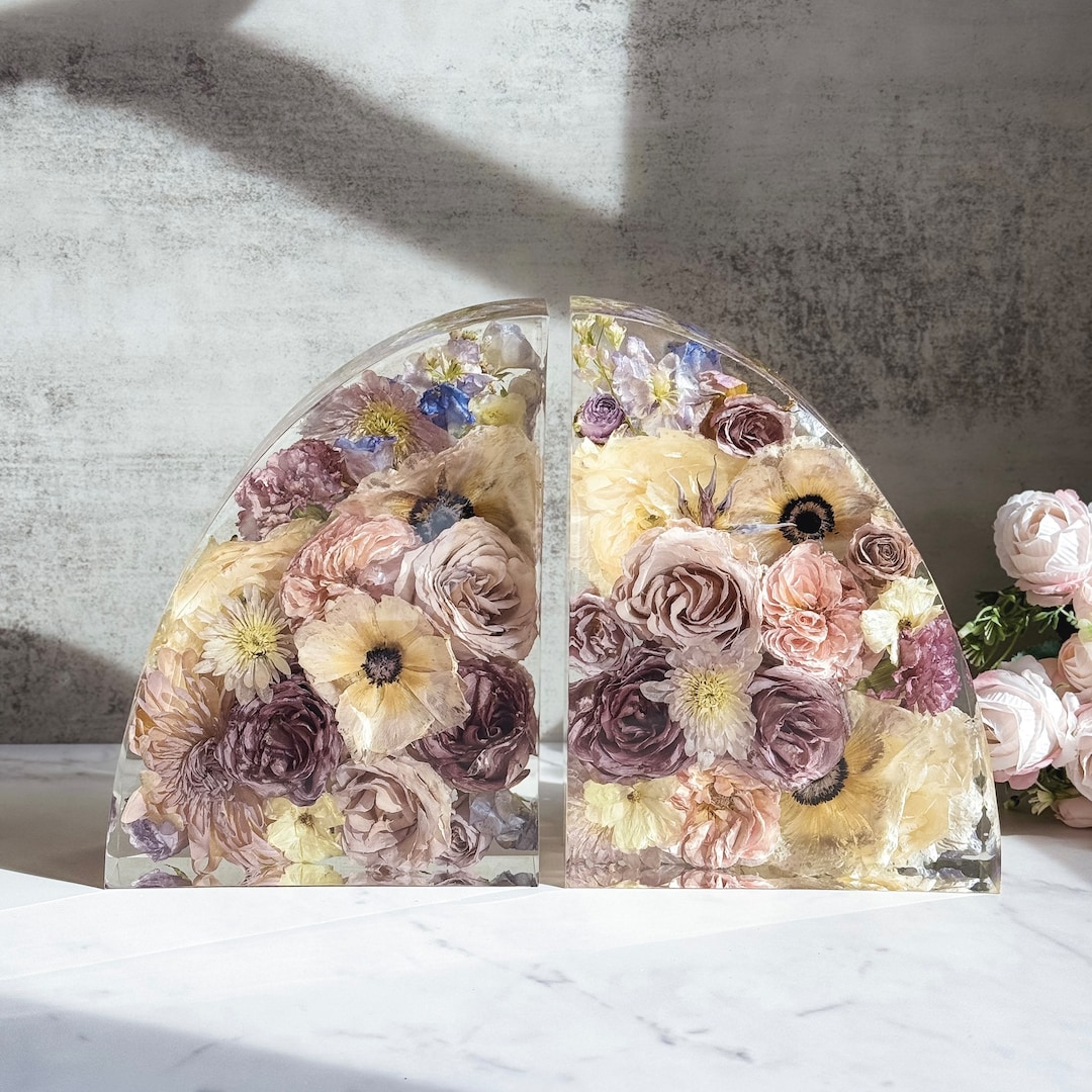 3D Bookends Resin Block | Wedding Flower Preservation | Wedding Gifts ...