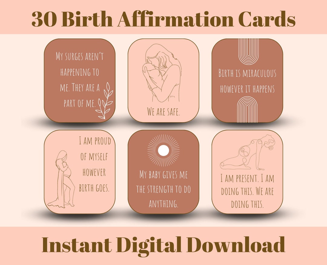 Birth Affirmation Cards Printable Birth Affirmations Digital Download Hypnobirthing Cards PDF ...