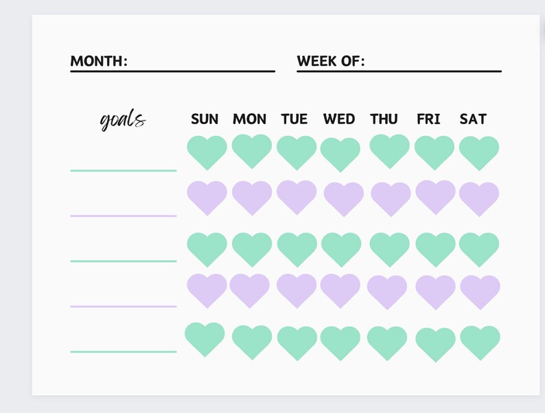 Printable Weekly Task Goal Chart monday-friday - Etsy