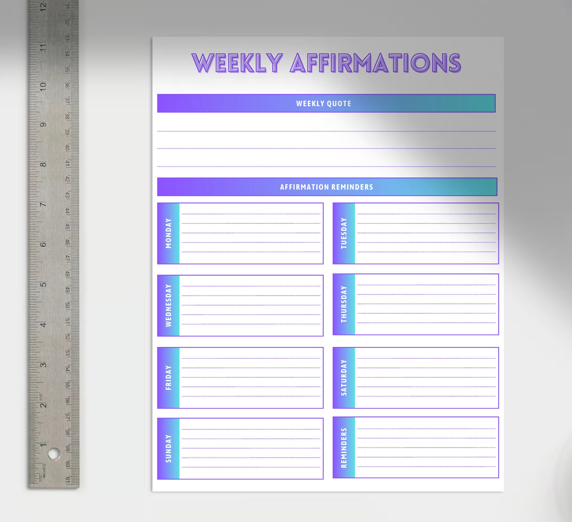 Printable Daily & Weekly Affirmation Planner Guide Self-care and ...