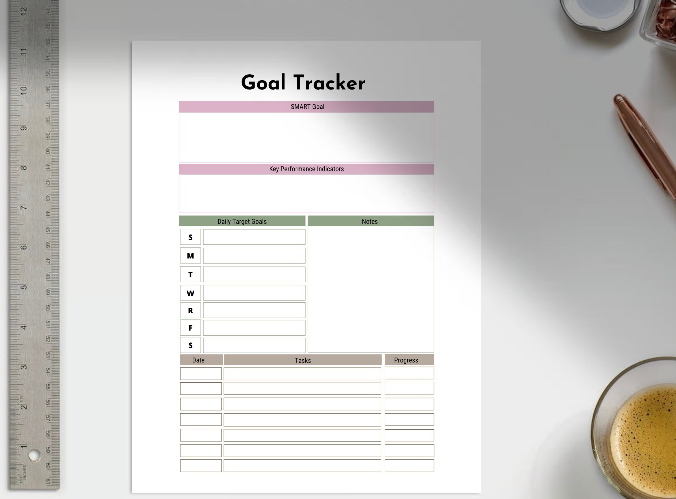 Printable Business Goal & KPI Tracker Worksheets 3-pack Strategic ...