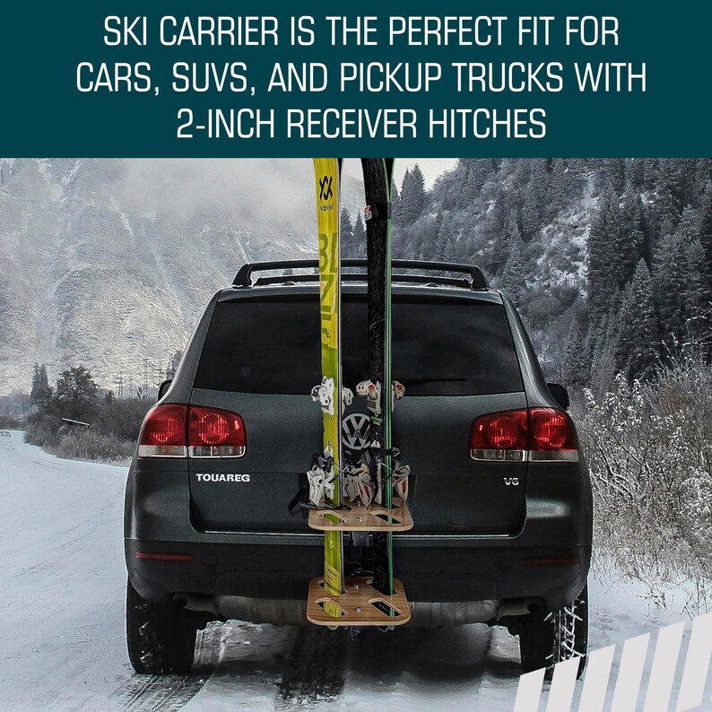 Folding Hitch Ski Rack, Adjustable Car Ski Rack, Lightweight, Holds ...