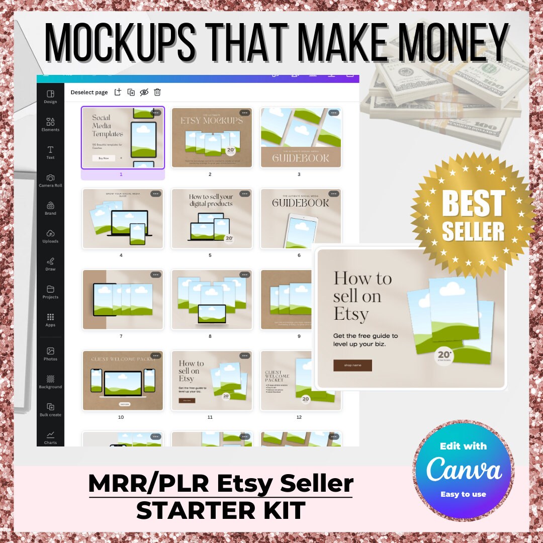 Editable Canva Digital Product Mock-up Template Perfect for MRR/PLR ...
