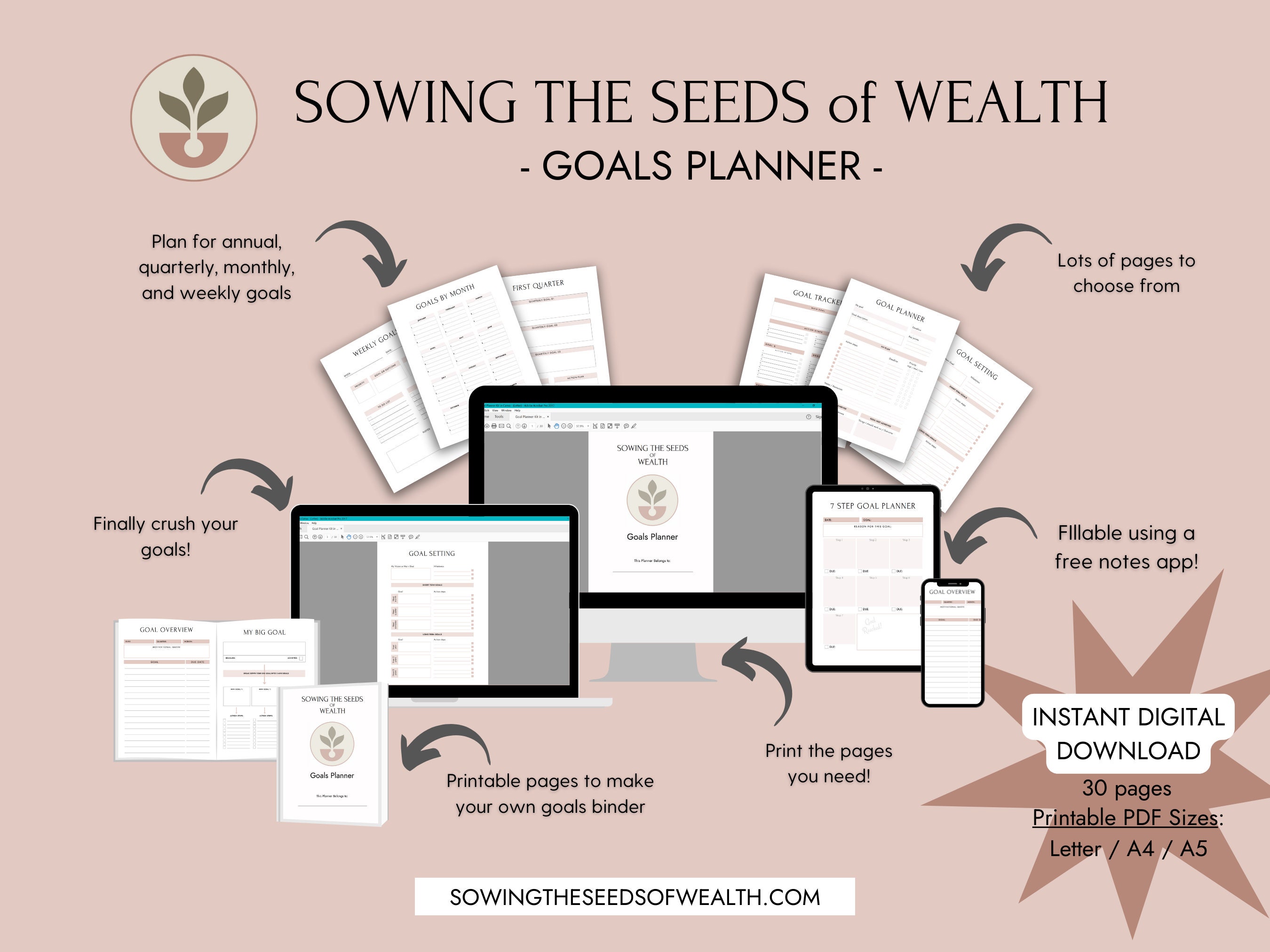 Goals Planner | Printable Goals Binder | Goals Tracker | Goal Setting ...