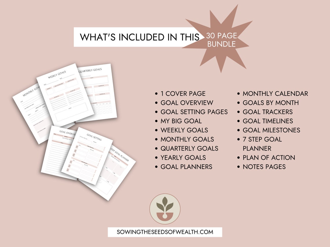 Goals Planner Printable Goals Binder Goals Tracker Goal Setting Goal ...