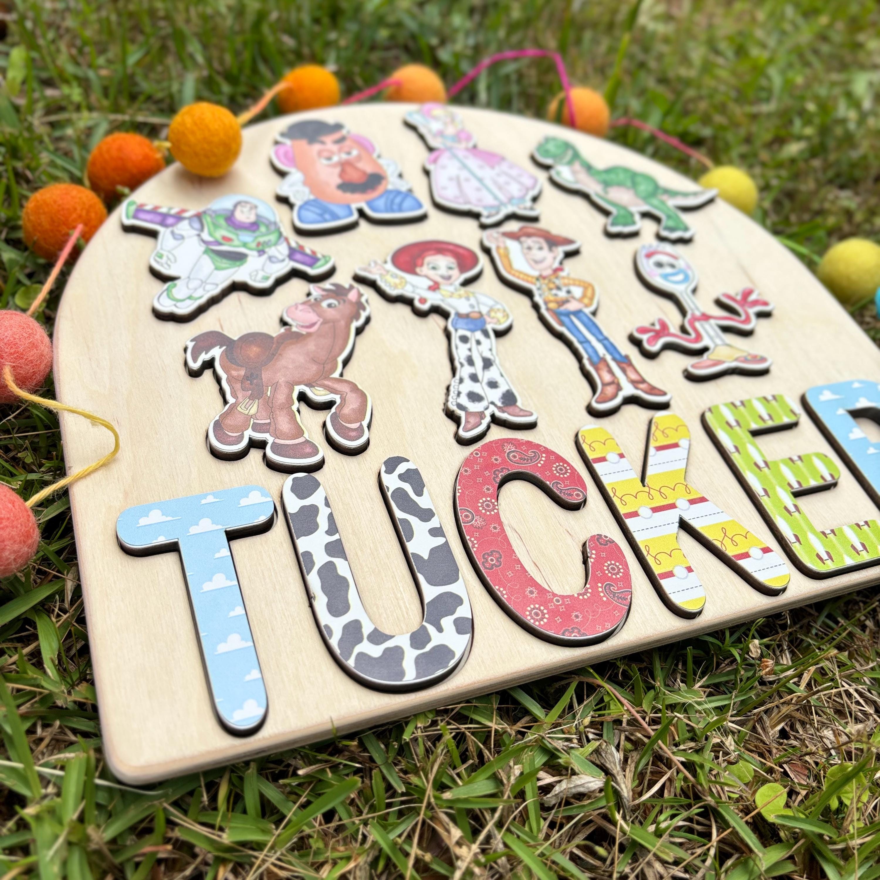 Toy Theme Wooden Name Puzzle | Personalized Name Puzzle | Wooden Name ...