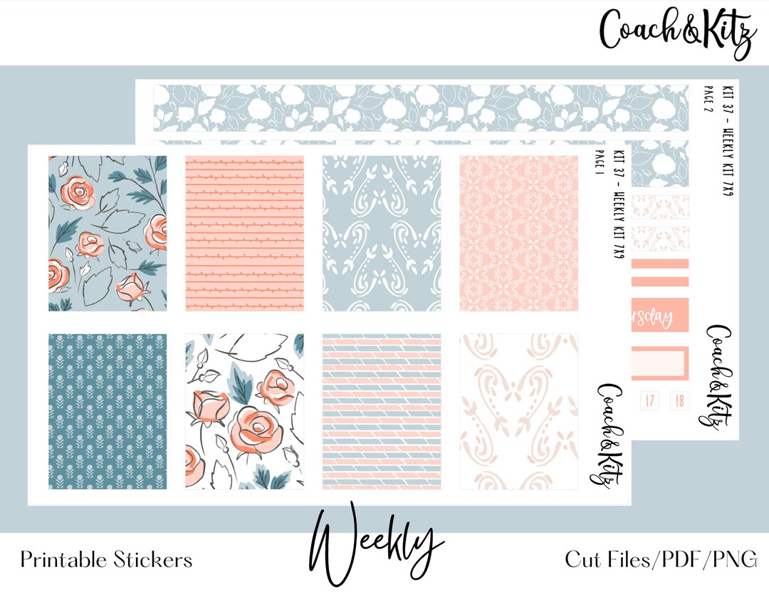 Kit 37 Full Weekly Kit Printable Planner Stickers Bonus Silhouette Cut ...