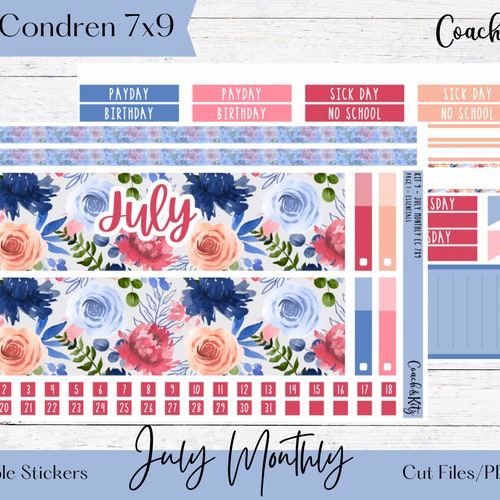 Printable JULY Monthly Planner Kit July Monthly Stickers Kit - Etsy