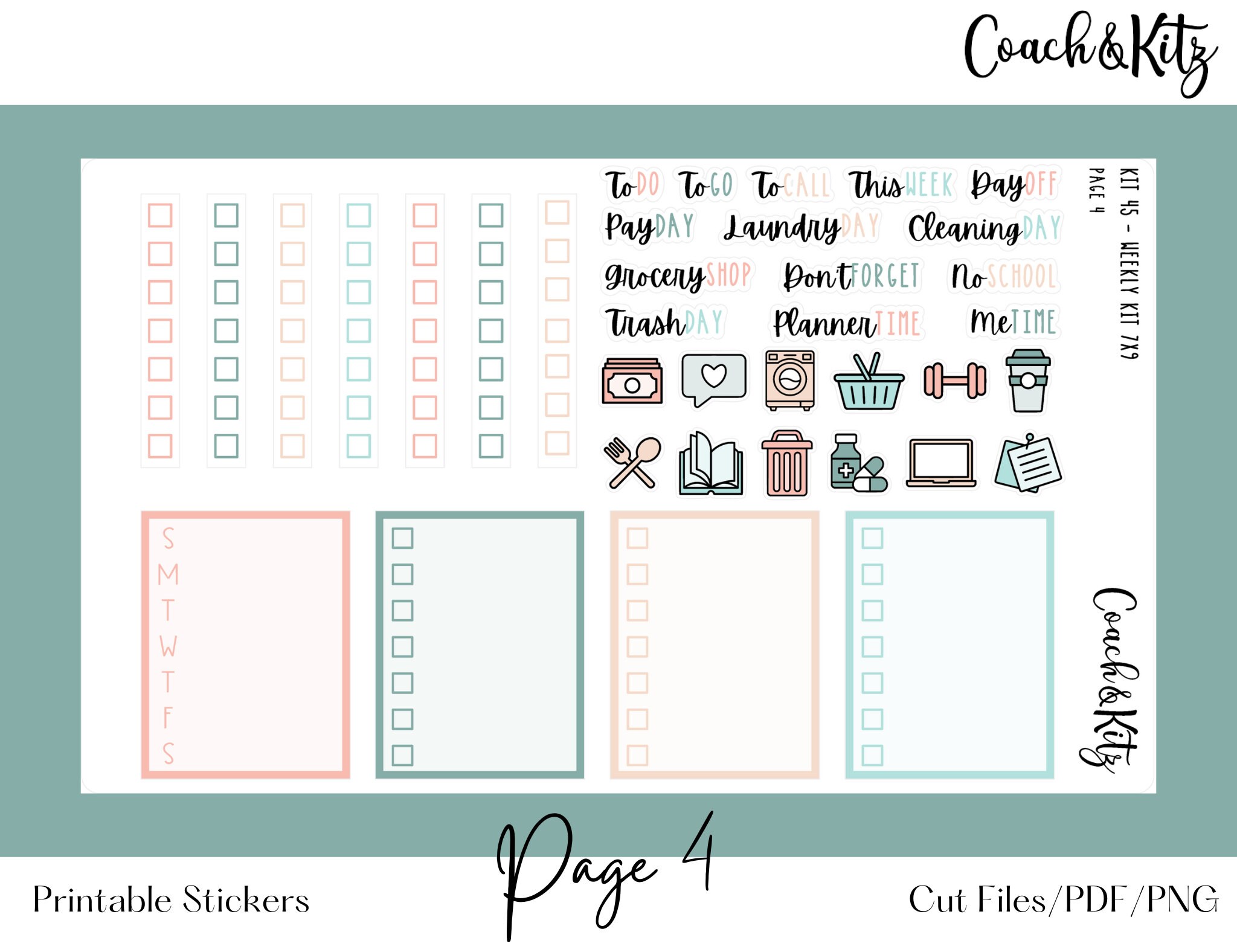 Kit 45 Full Weekly Kit Printable Planner Stickers Bonus Silhouette Cut ...