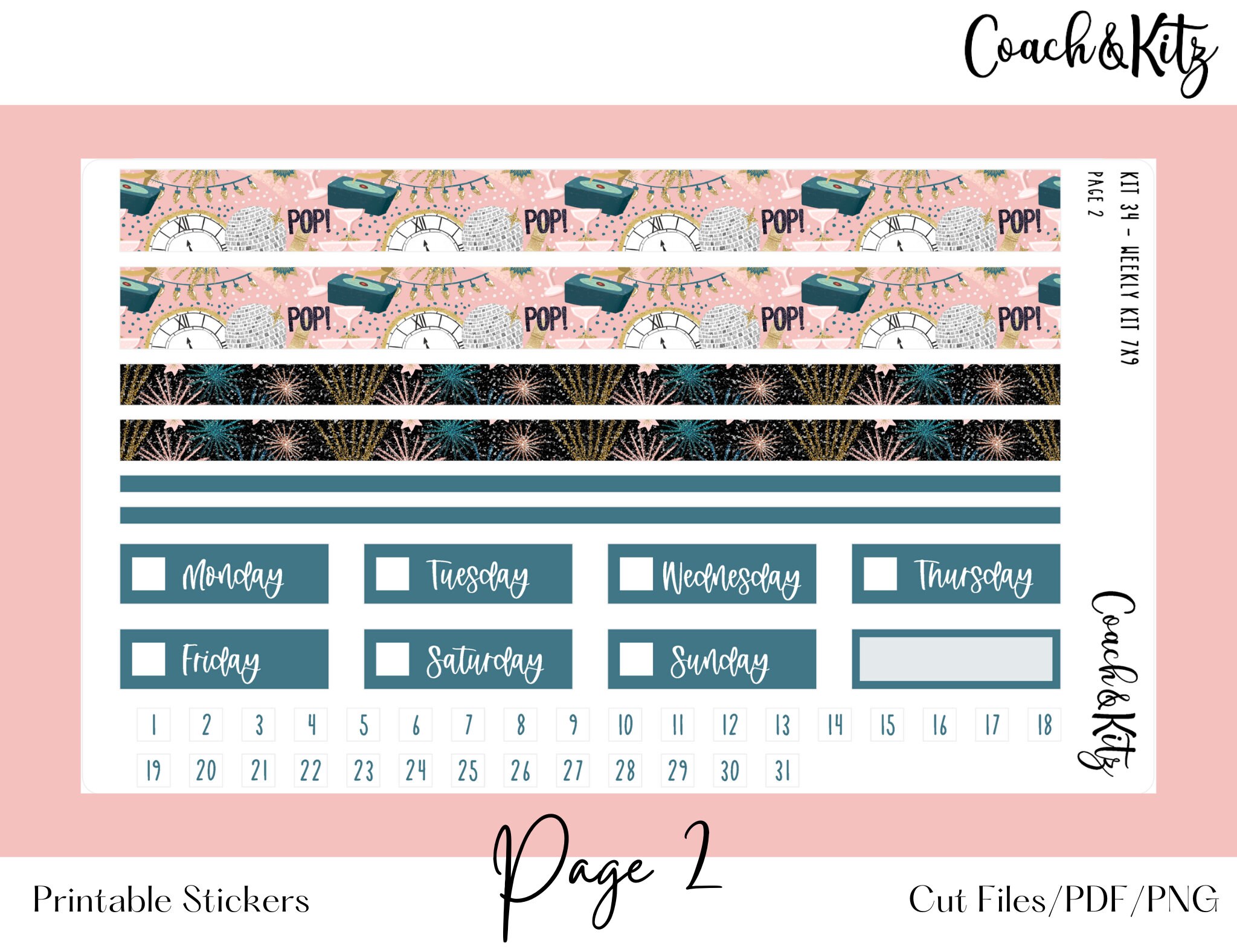 Kit 34 Full Weekly Kit Printable Planner Stickers Bonus Silhouette Cut ...