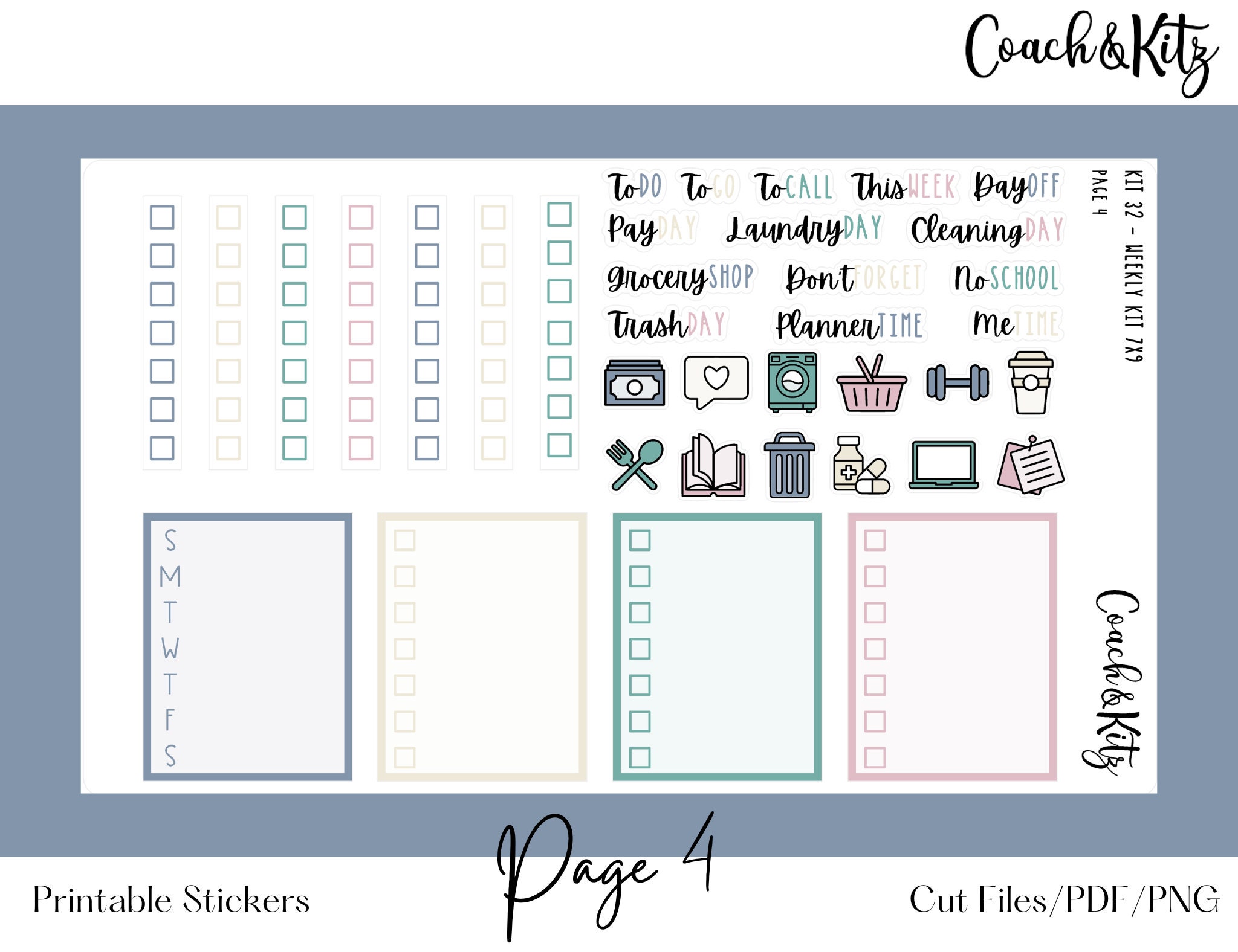 Kit 32 Full Weekly Kit Printable Planner Stickers Bonus Silhouette Cut ...